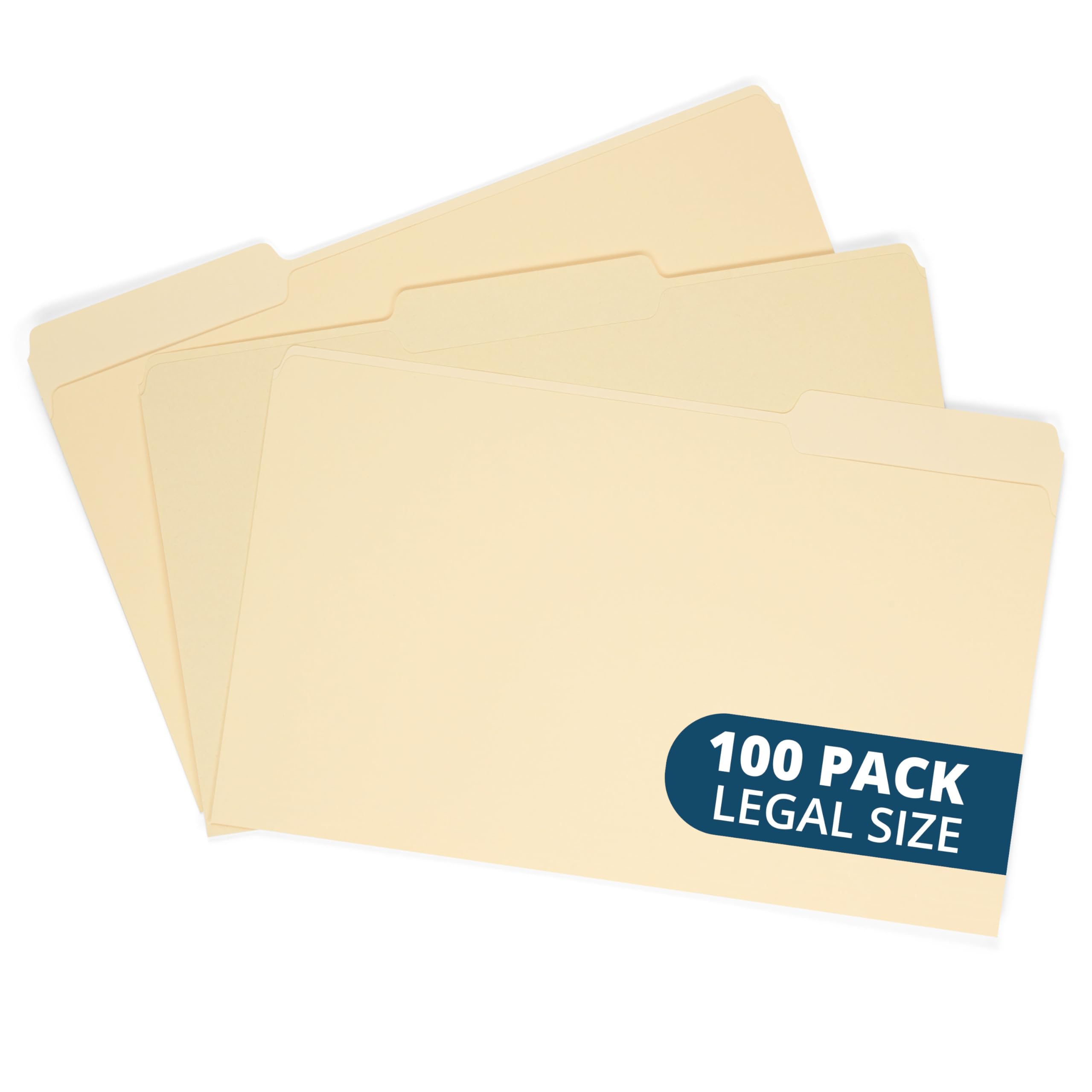 File Folder, 1/3 Cut Assorted Tab, Legal Size, Manila, Great for Organizing and Easy File Storage, 100 Per Box