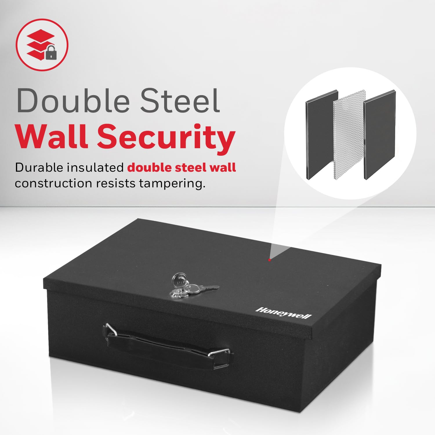 Honeywell Safes & Door Locks 6104 Fire Resistant Steel Security Safe Box with Key Lock, 0.17-Cubic Feet, Black