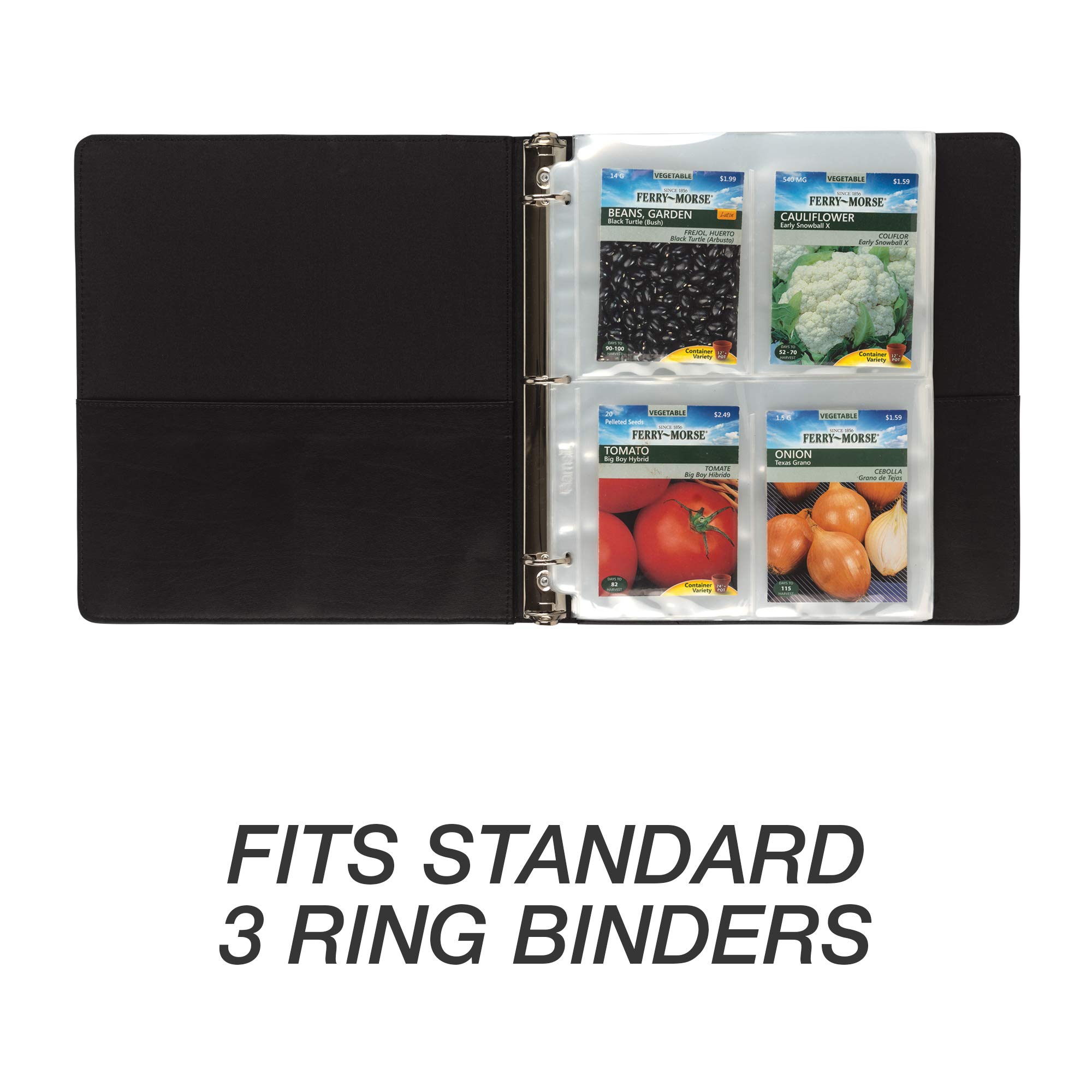 Samsill 50 Pack 4 Pocket Garden Seeds Storage Clear Sheet Protectors, Card Protectors, Each Pocket Measures 3.5" x 5.25", Fits in Standard 3 Ring Binder
