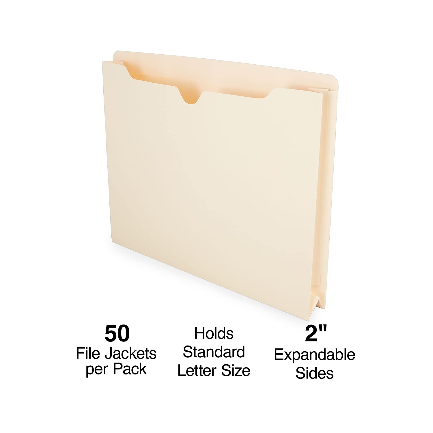 Staples 440373 File Jackets With Reinforced Tab 2-Inch Expansion Letter Size Manila 50/Bx