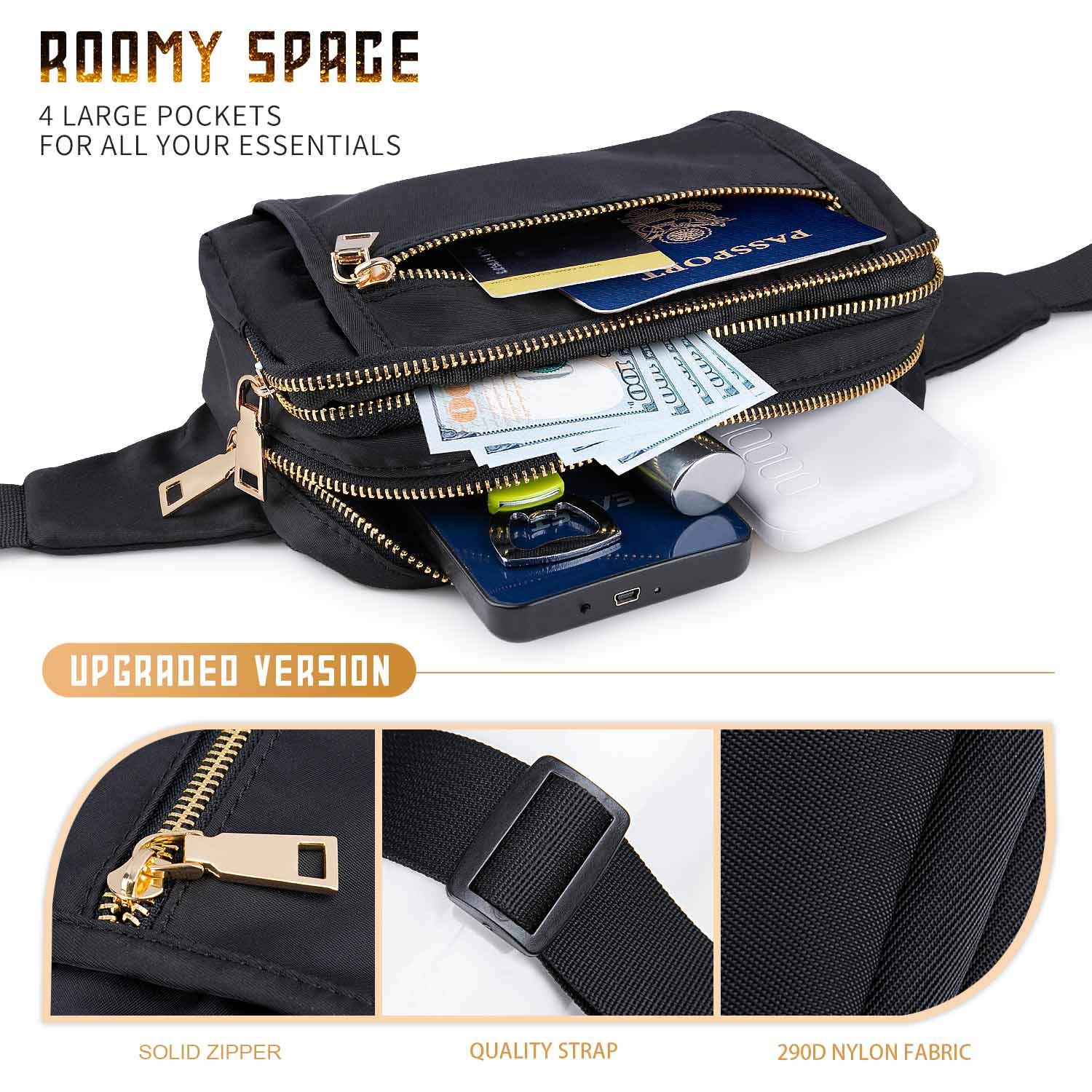 Fanny Packs for Women Men, Fashion Waist Pack Belt Bags for Teen Girls with Multi-Pockets Adjustable Belts, Cute Fanny Pack Bum Bag for Disney Travel Hiking Cycling Running
