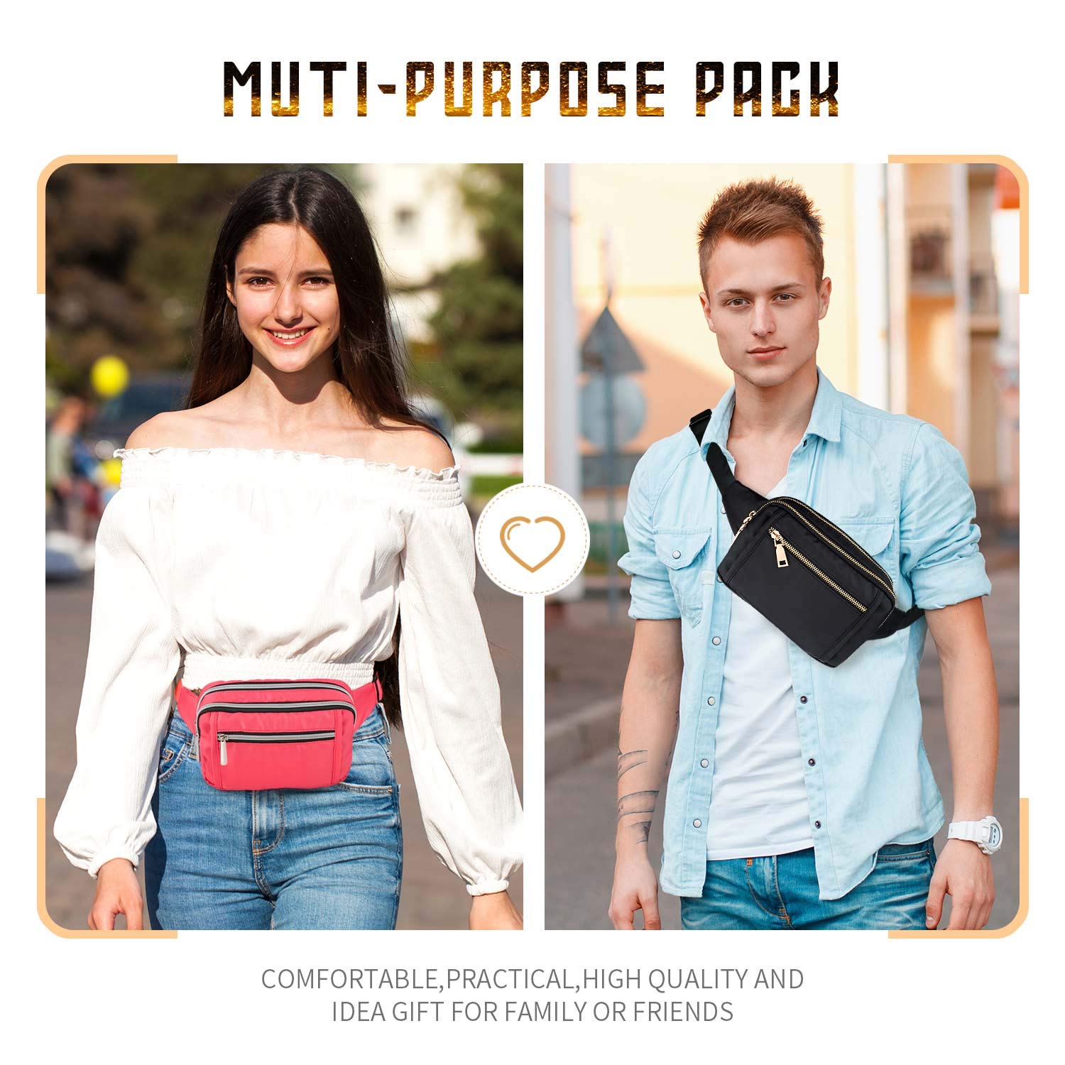 Fanny Packs for Women Men, Fashion Waist Pack Belt Bags for Teen Girls with Multi-Pockets Adjustable Belts, Cute Fanny Pack Bum Bag for Disney Travel Hiking Cycling Running