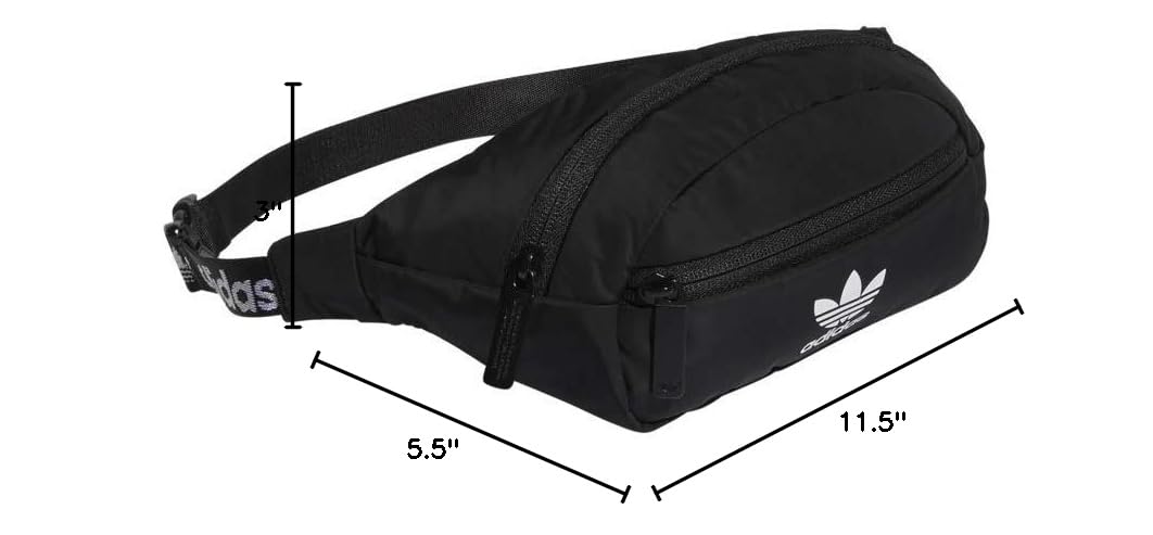 adidas Originals National Waist Fanny Pack-Travel Bag, Black/White, One Size