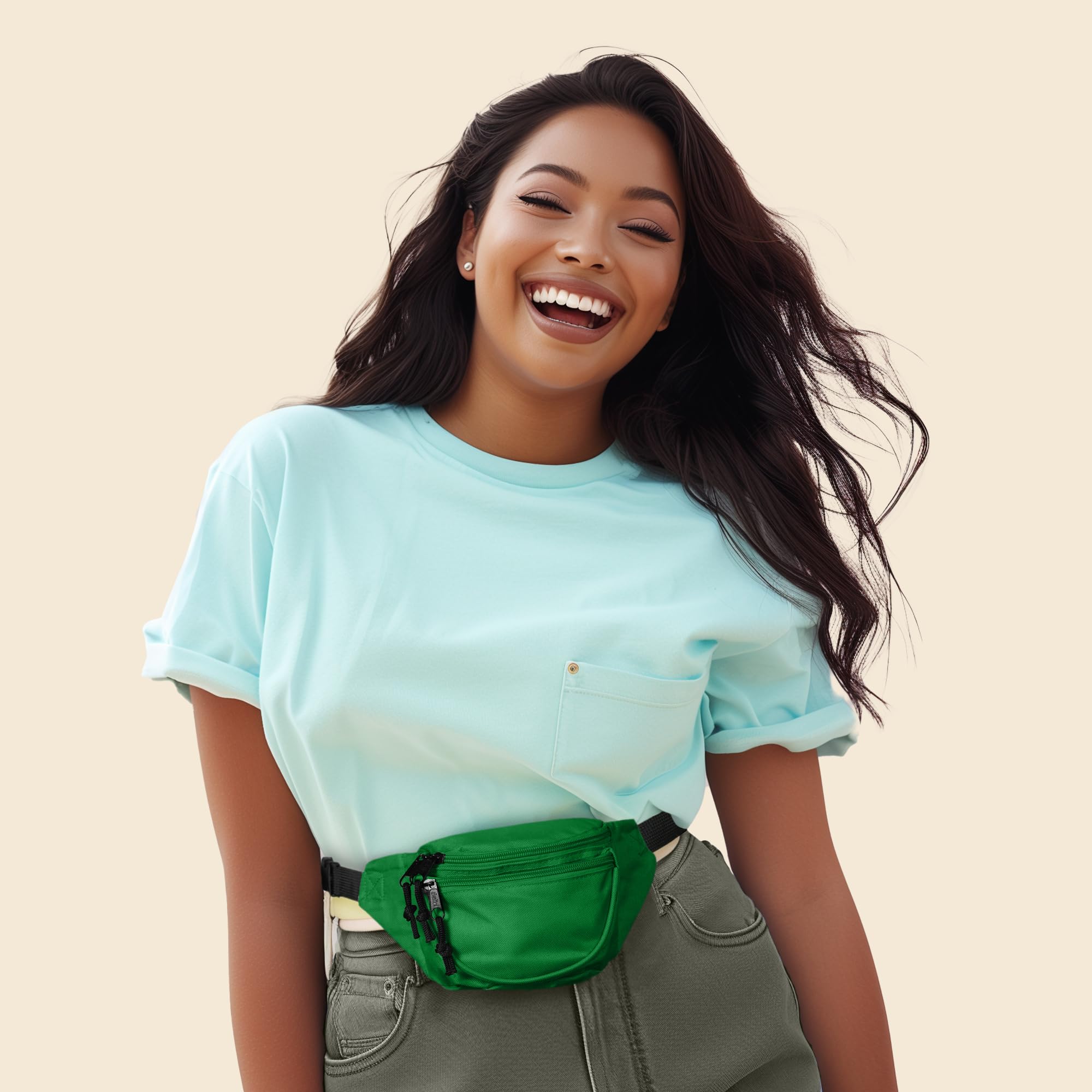 DALIX Fanny Pack w/ 3 Pockets Traveling Concealment Pouch Airport Money Bag (Green)