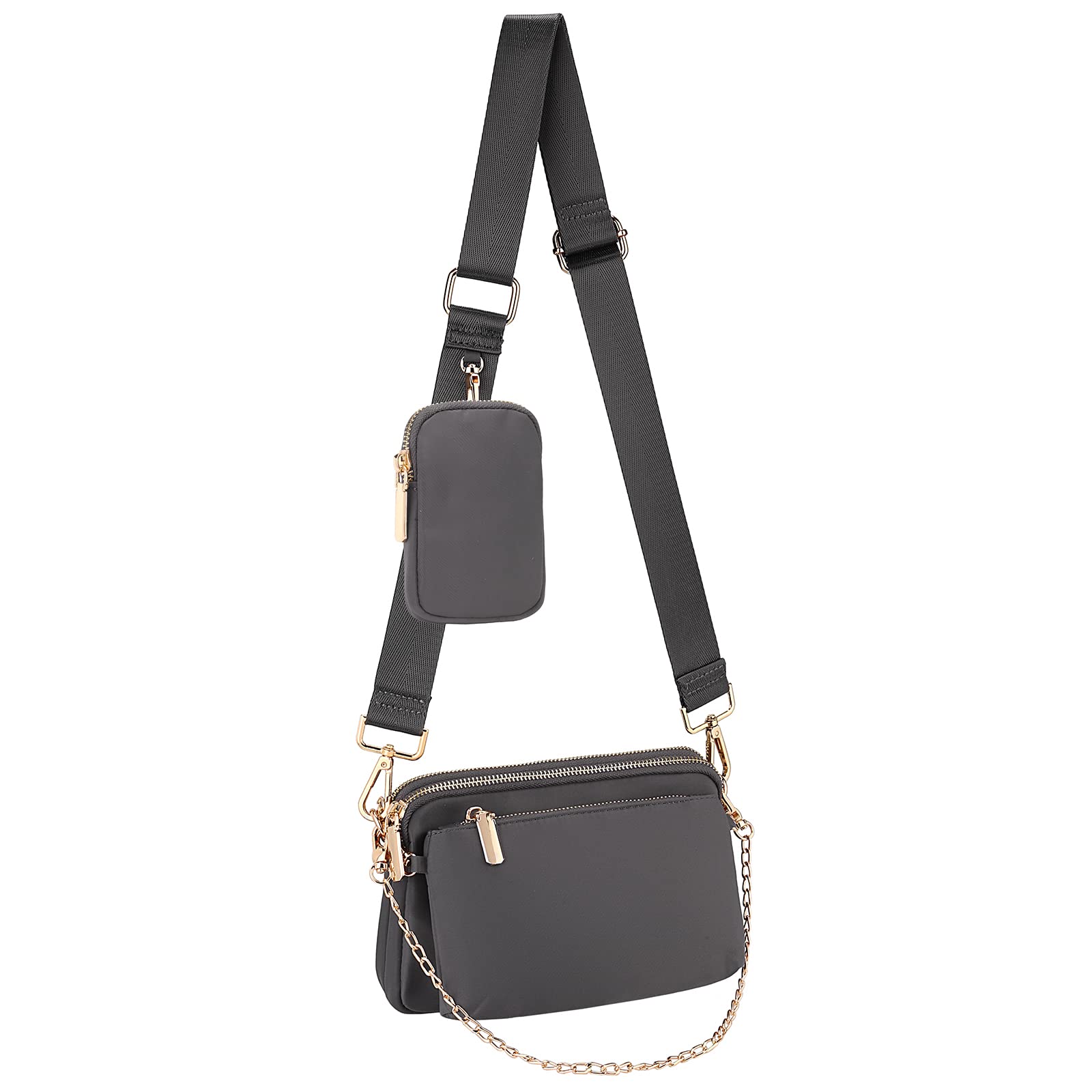 Uromee Corssbody Bags for Women Nylon Fashion Shoulder Purse Fanny Pack Travel Hiking Detachable Pouch Adjustable Strap