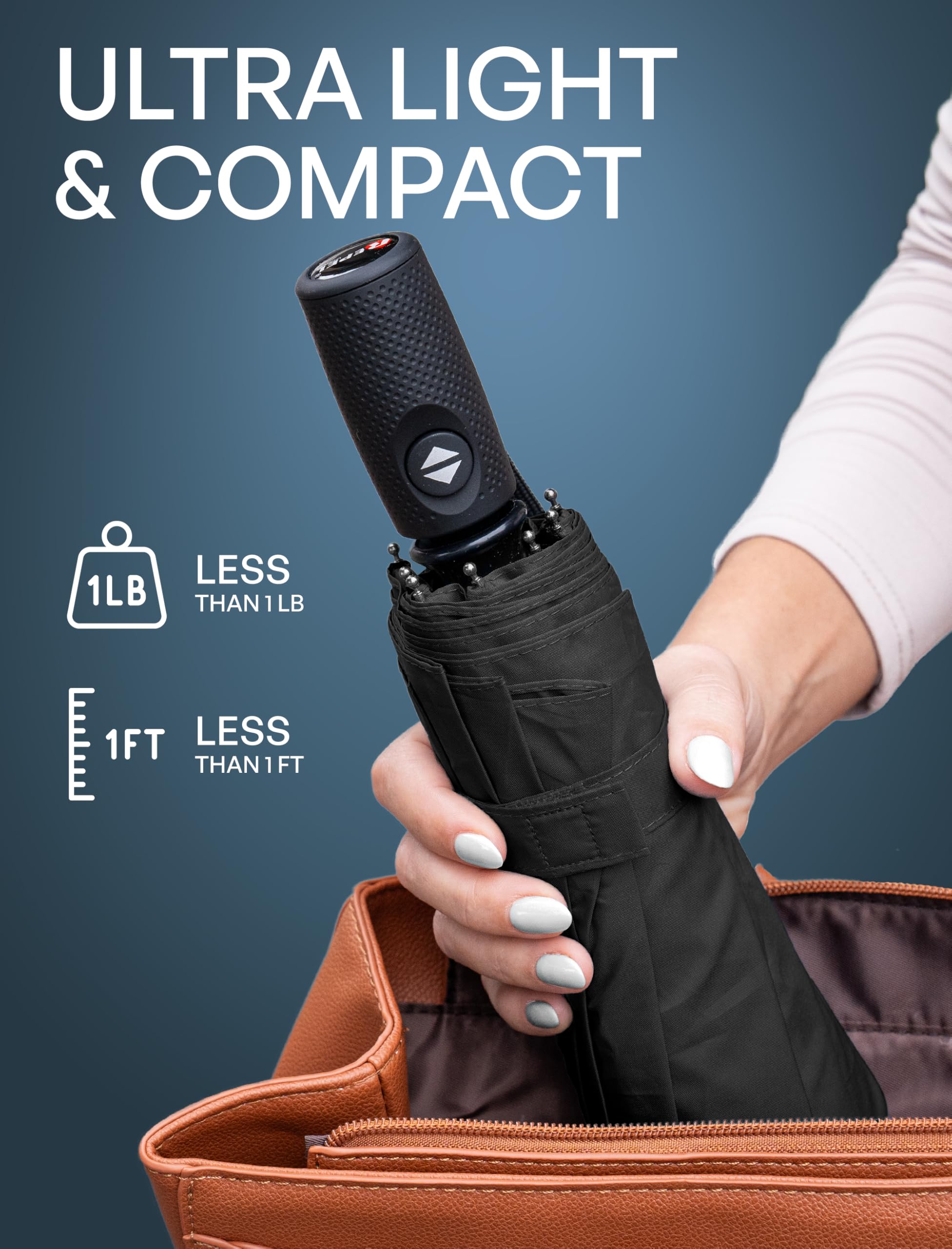 Repel Umbrella Windproof Travel Umbrella - Wind Resistant, Small - Compact, Light, Automatic, Strong Steel Shaft, Mini, Folding and Portable - Backpack, Car, Purse Umbrellas for Rain - Men and Women