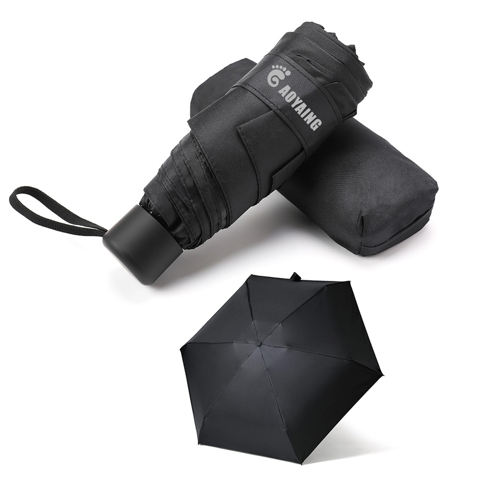 Small Mini Umbrella with Case by GAOYAINIG Light Compact Design Perfect for Travel Lightweight Portable Parasol Outdoor Sun&Rain Umbrellas Black