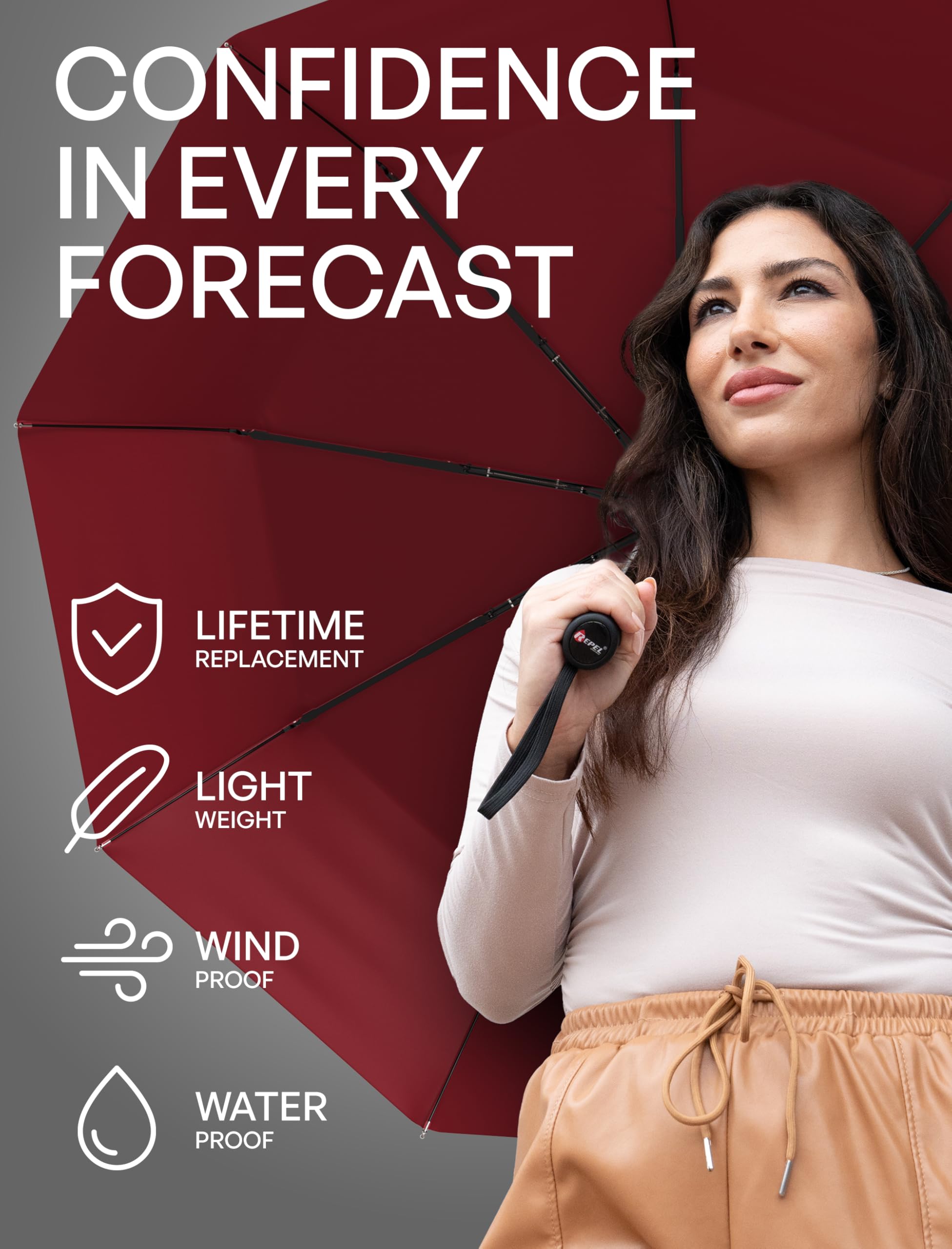 Repel Umbrella Windproof Travel Umbrella - Wind Resistant, Small - Compact, Light, Automatic, Strong Steel Shaft, Mini, Folding and Portable - Backpack, Car, Purse Umbrellas for Rain - Men and Women