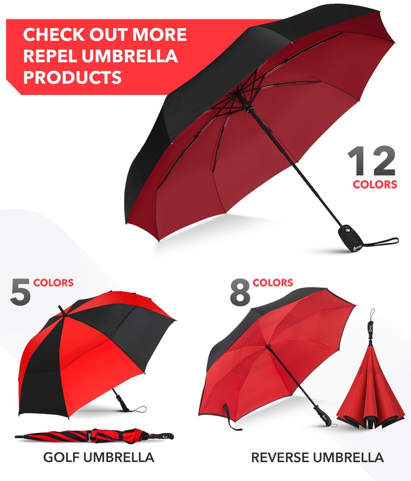 Repel Umbrella Windproof Travel Umbrella - Wind Resistant, Small - Compact, Light, Automatic, Strong Steel Shaft, Mini, Folding and Portable - Backpack, Car, Purse Umbrellas for Rain - Men and Women