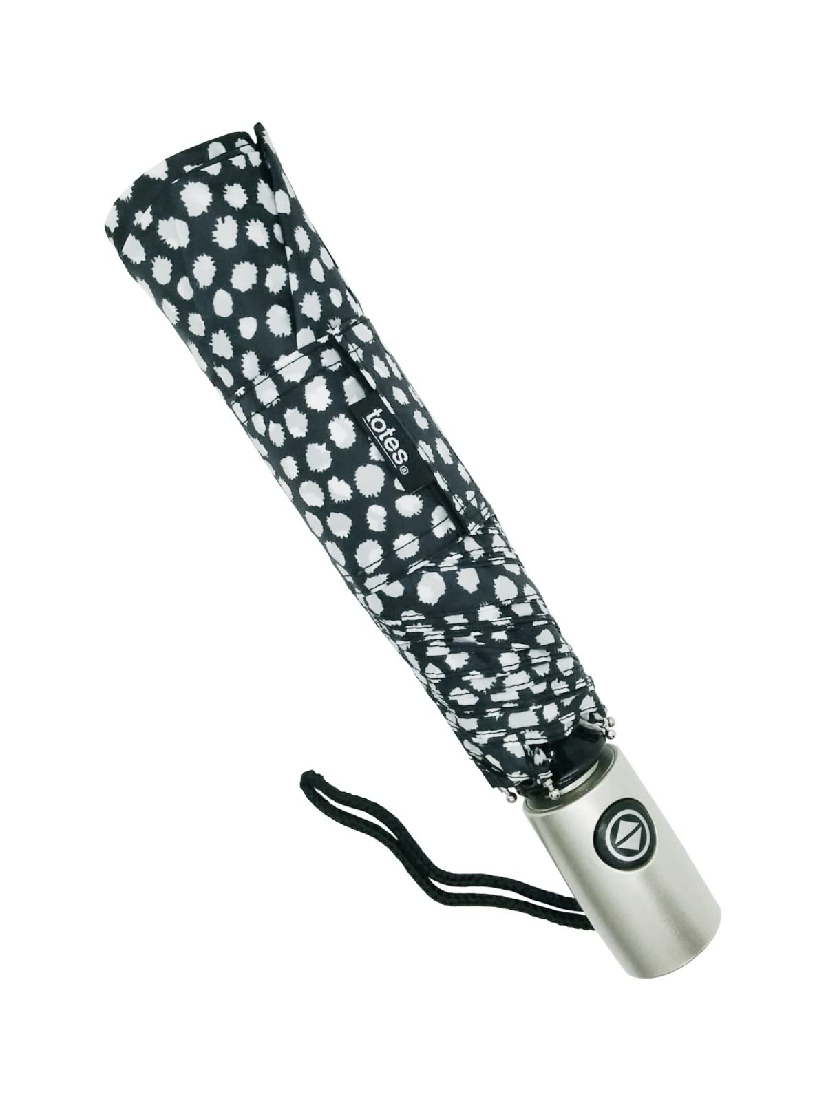 Totes NeverWet technology, Auto Open Auto Close Umbrella, Black With White Dots 43" arc Umbrella,, Medium