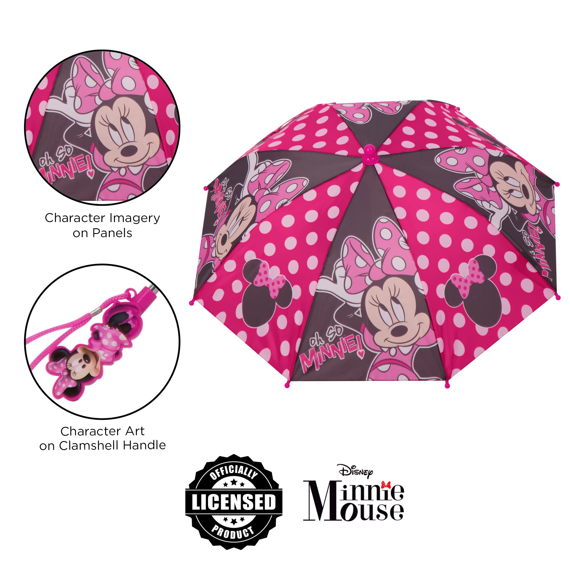Disney and Slicker, Toddler Or Little Girl Rainwear Ages 2-7 Umbrella, Minnie Mouse Pink, SMALL AGE 2-3 US