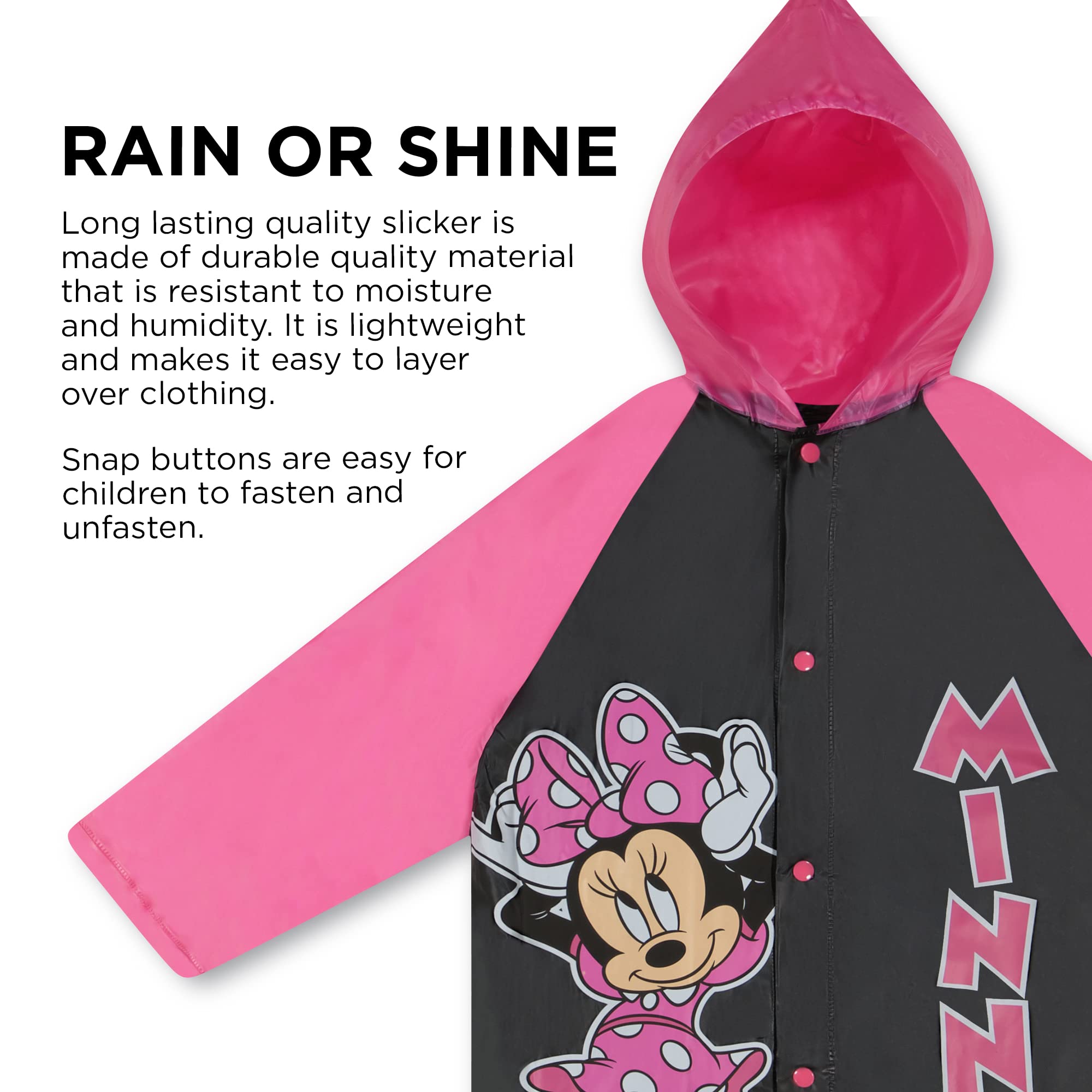 Disney and Slicker, Toddler Or Little Girl Rainwear Ages 2-7 Umbrella, Minnie Mouse Pink, SMALL AGE 2-3 US