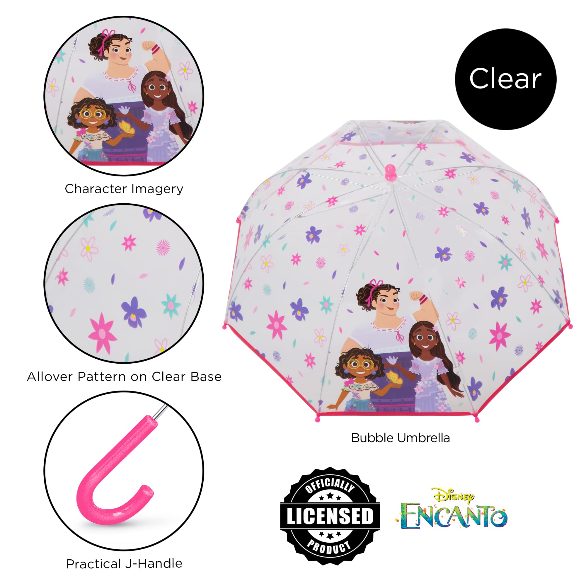 ABG girls Kids Clear for Rain Girl's, Transparent with an Easy Grip Handle, Dome Windproof, Bubble Umbrella, Elsa & Anna, Age 3-10 US