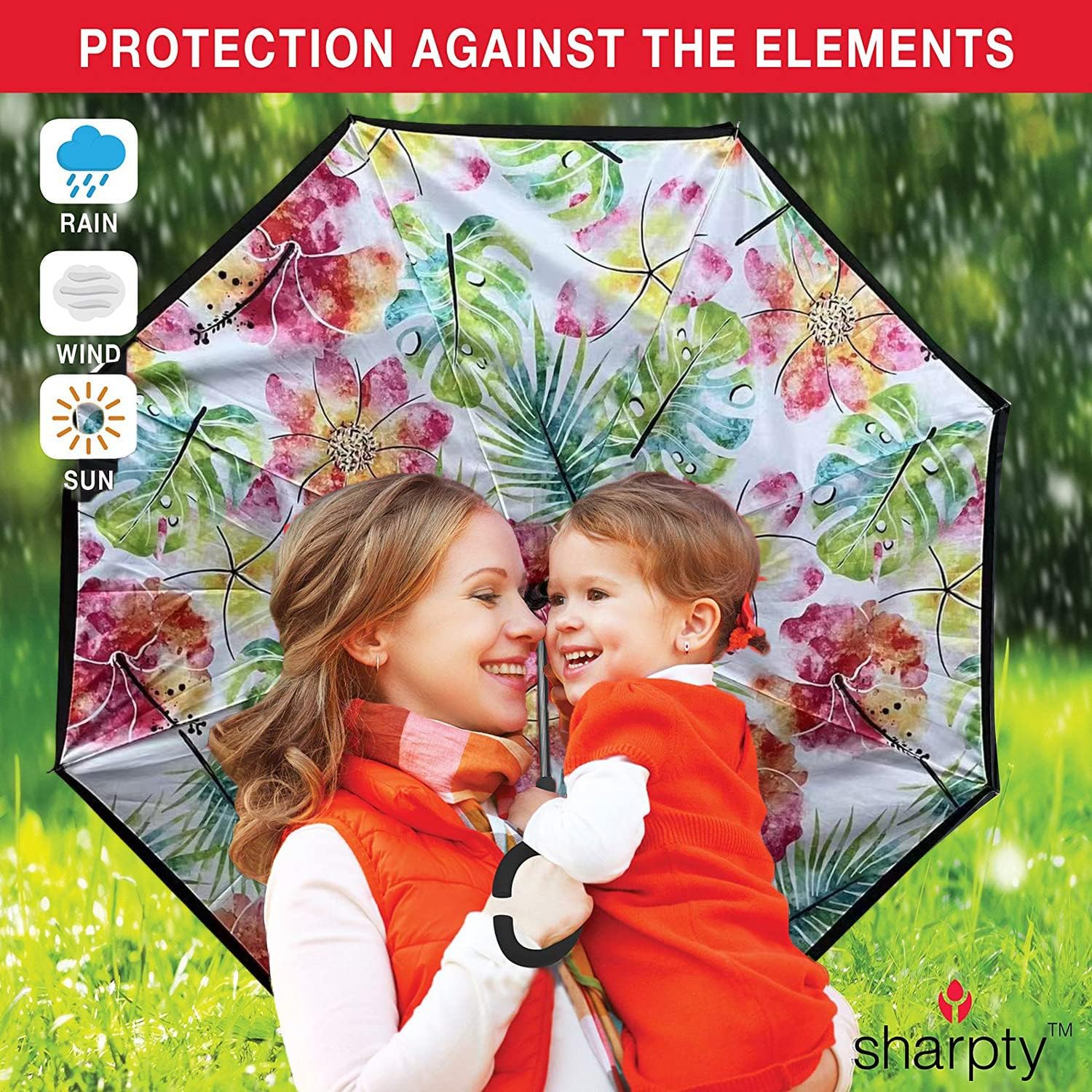 Sharpty Inverted Umbrella, Umbrella Windproof, Reverse Umbrella, Umbrellas for Women, Upside Down Umbrella with C-Shaped Handle (Leopard)