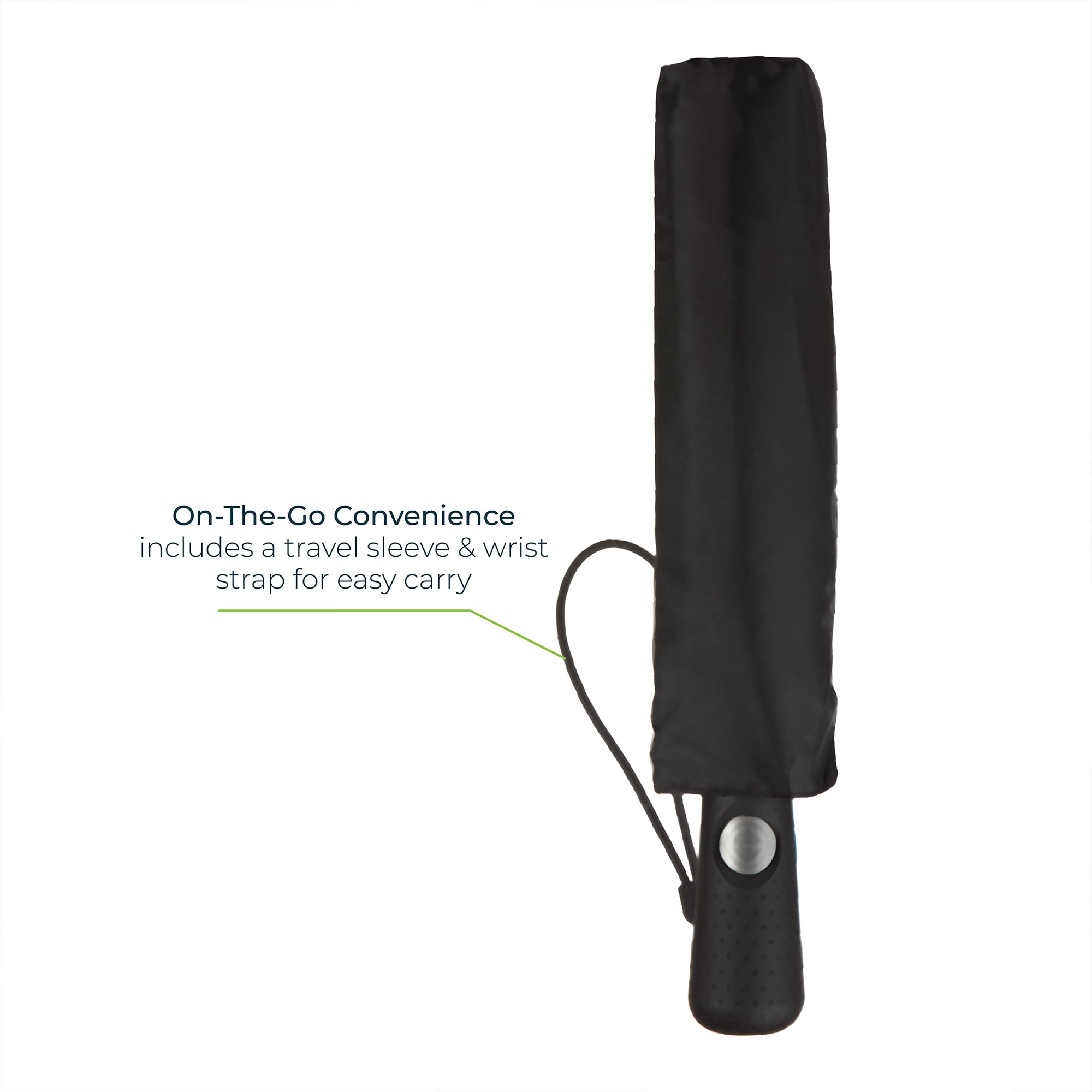 Totes Blue Line Golf Size Auto Open/Close Umbrella, Water Repellent Canopy, Black