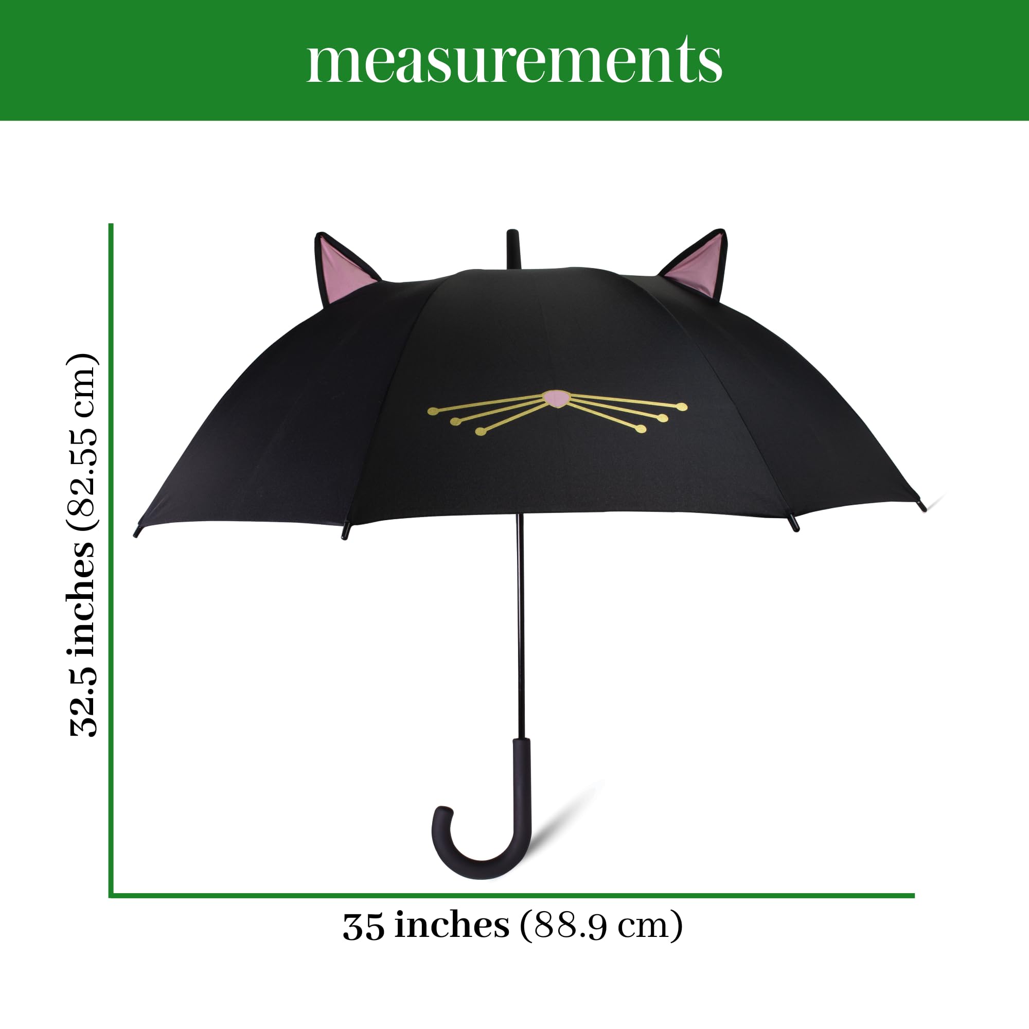 Kate Spade New York Large Lightweight Travel Umbrella, Black Cat