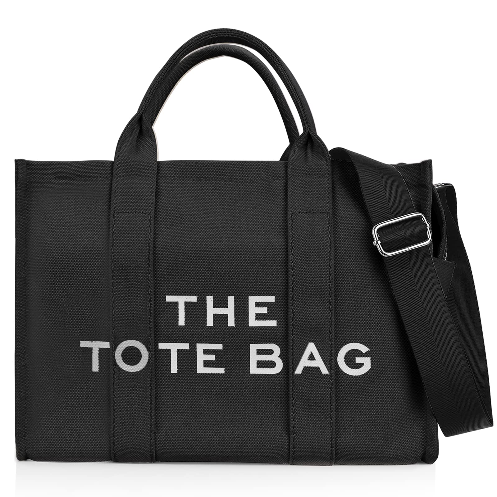 gruciso Large Tote Bag for Women, Crossbody Canvas Tote Bag, Women Shoulder Tote Bag with Zipper for Office, Travel, School