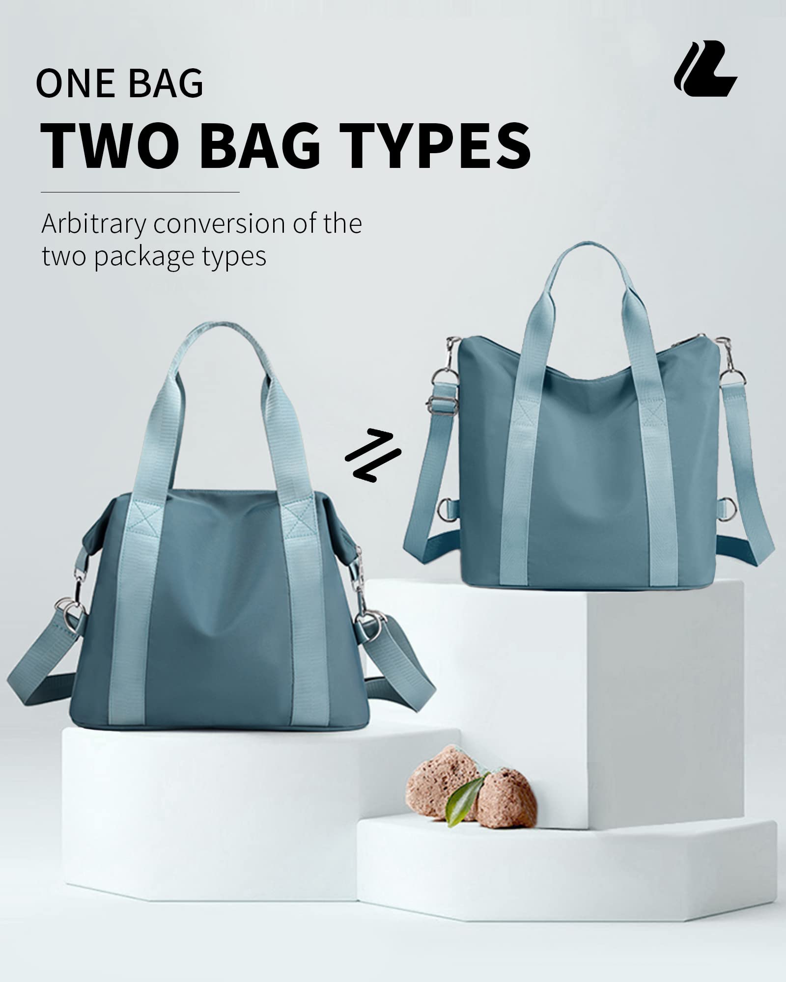 LIVACASA Large Waterproof Tote Bag for Women,Multi-Pockets Shoulder Hobo Crossbody Bag with Zipper and Top Handle