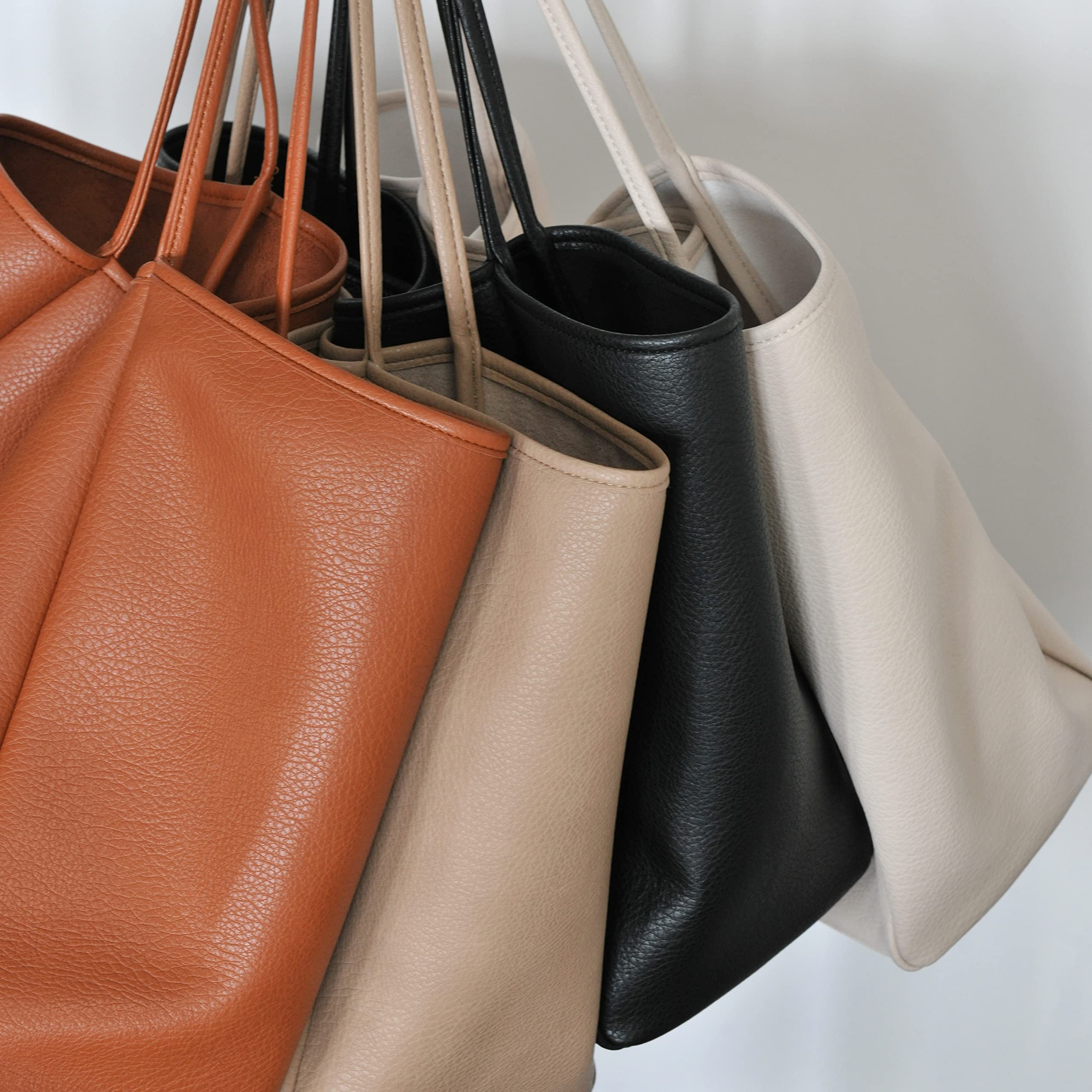 Oversize Vegan Leather Tote Women Weekender Bag Shopper Handbag Travel Purse (Brown)
