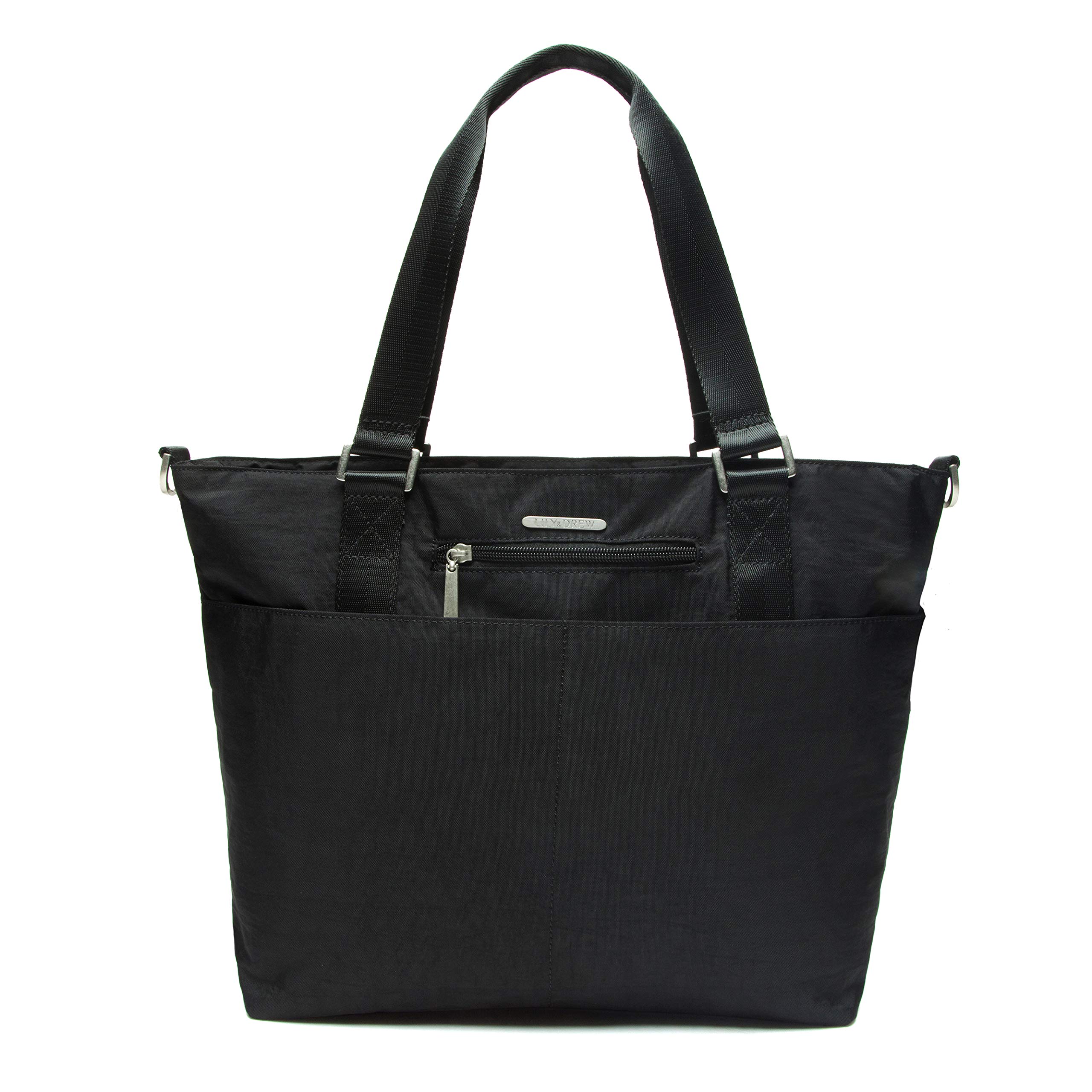 Lily & Drew Nylon Crossbody Bag for Women with Shoulder Strap, Luggage Strap, Laptop Sleeve (Black)