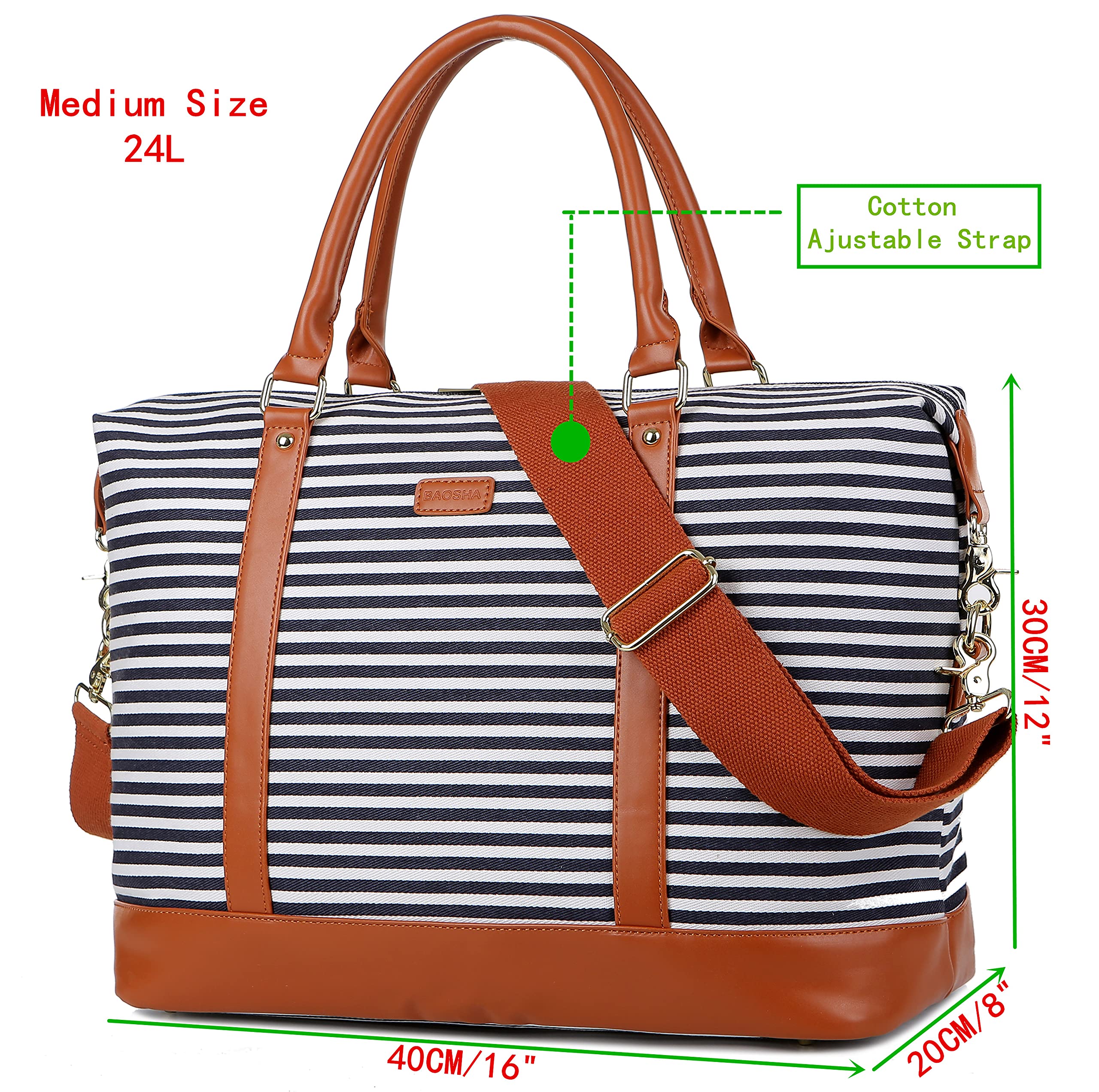 BAOSHA HB-28 Ladies Women Canvas Travel Weekender Bag Overnight Carry-on Duffel Tote Bag (Blue)