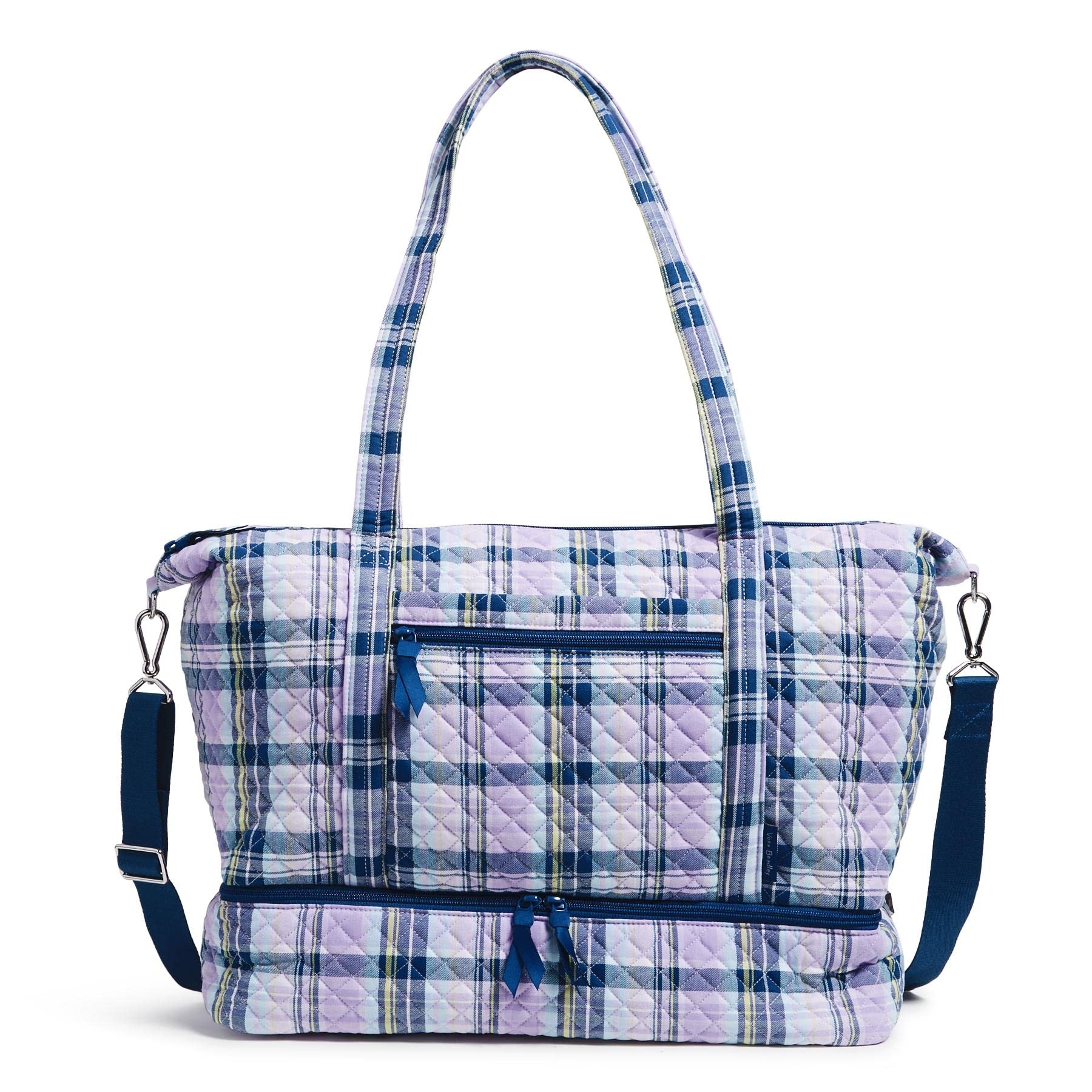 Vera Bradley Women's Cotton Deluxe Tote Travel Bag, Ikat Island, One Size US