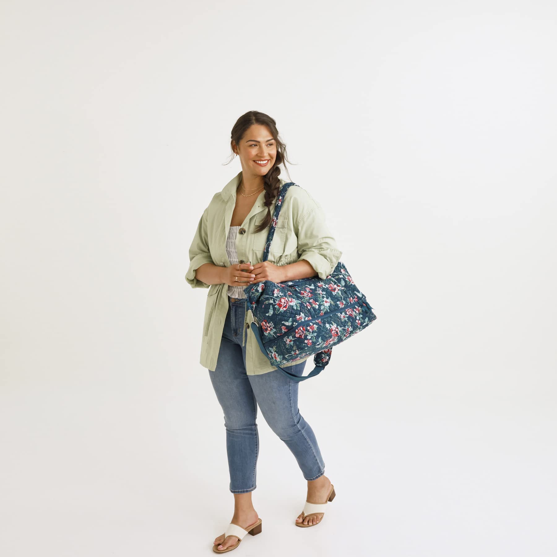 Vera Bradley Women's Cotton Deluxe Tote Travel Bag, Ikat Island, One Size US