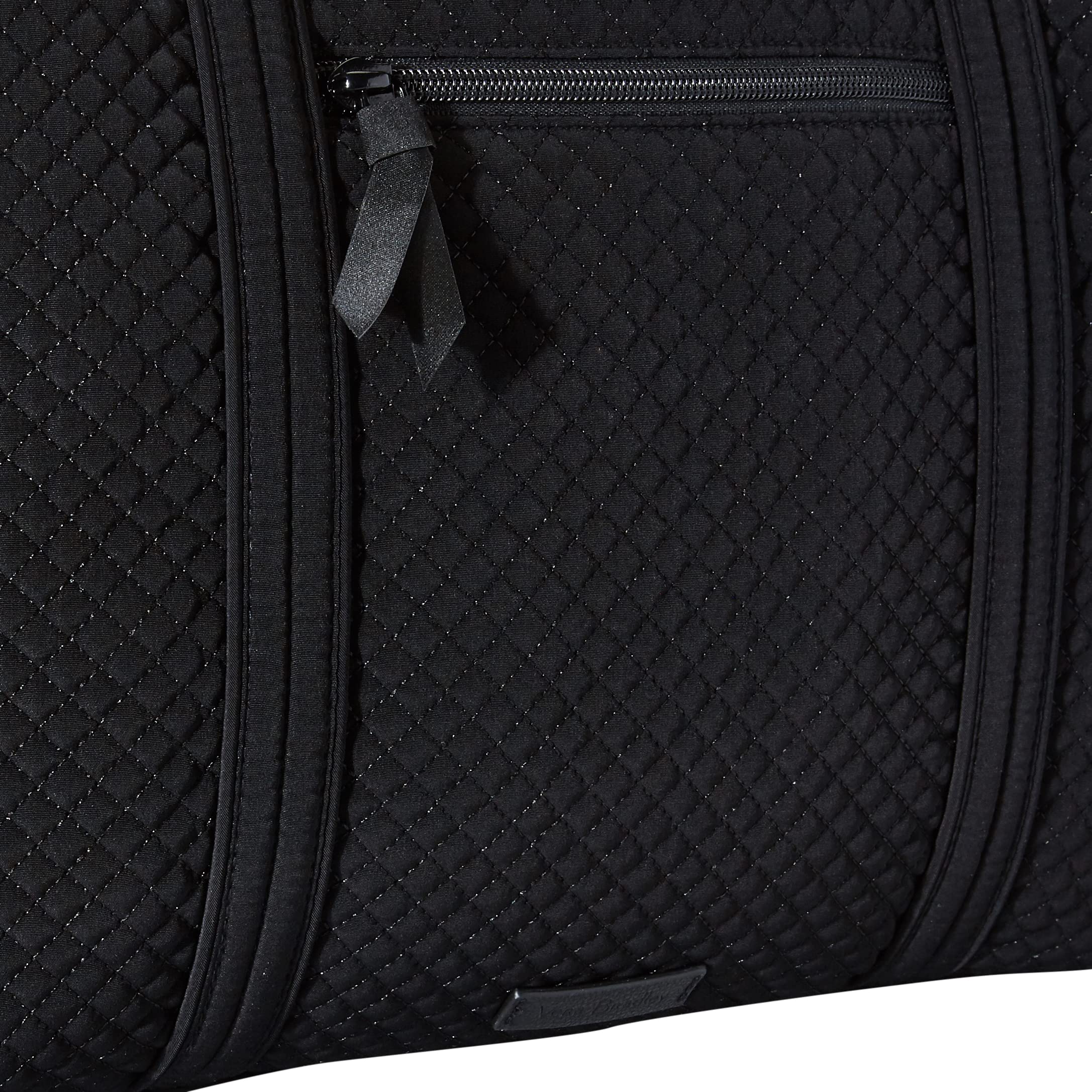 Vera Bradley womens Microfiber Deluxe Vera Tote Handbag, Black, One Size US