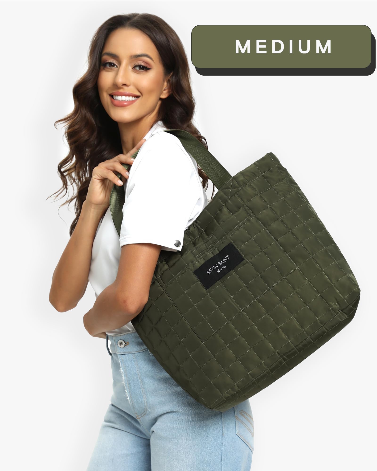SATIN SAINT lifestyle Large Tote Bag for Women, Travel Tote Bag, Laptop Bag Handbag, Shopping Bag, Lightweight Shoulder Bag for Yoga Gym