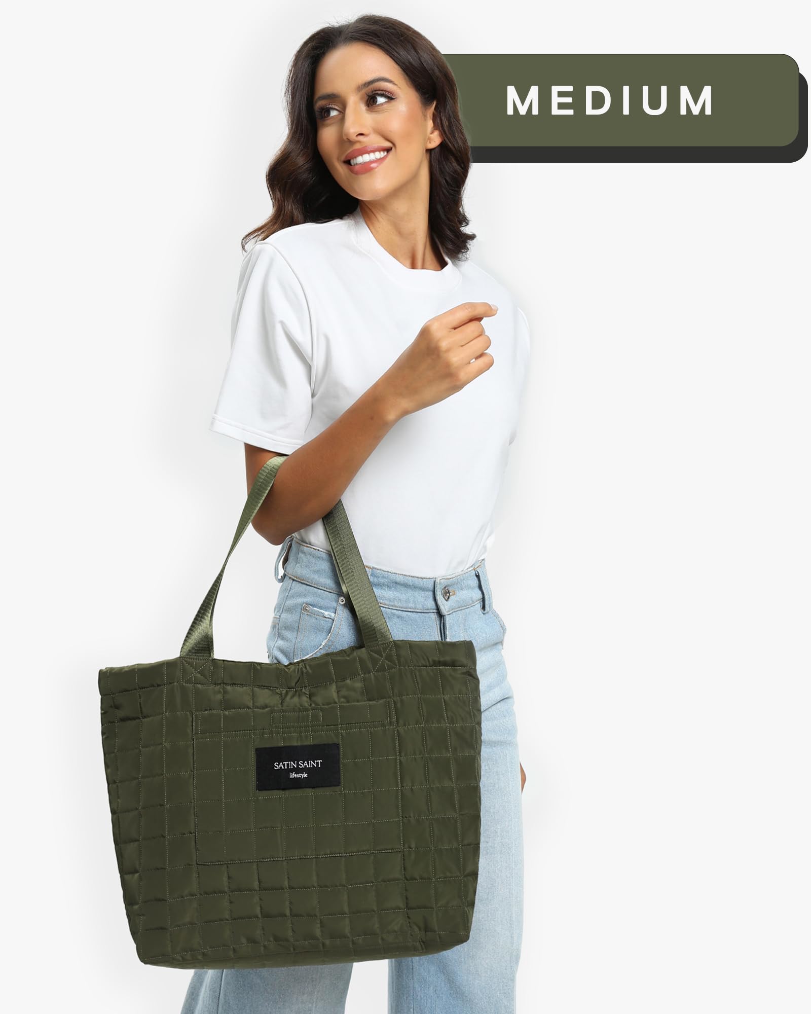 SATIN SAINT lifestyle Large Tote Bag for Women, Travel Tote Bag, Laptop Bag Handbag, Shopping Bag, Lightweight Shoulder Bag for Yoga Gym