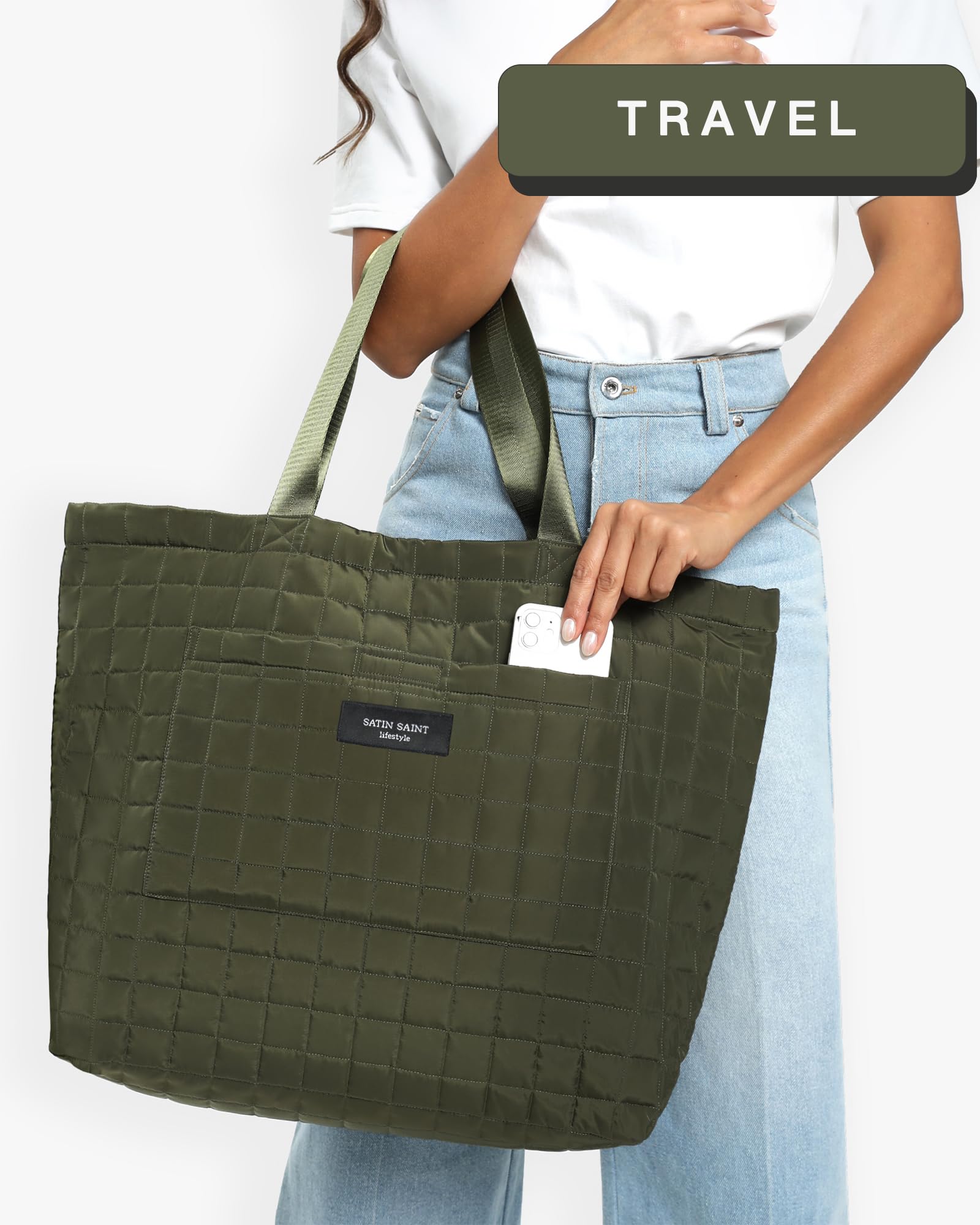 SATIN SAINT lifestyle Large Tote Bag for Women, Travel Tote Bag, Laptop Bag Handbag, Shopping Bag, Lightweight Shoulder Bag for Yoga Gym