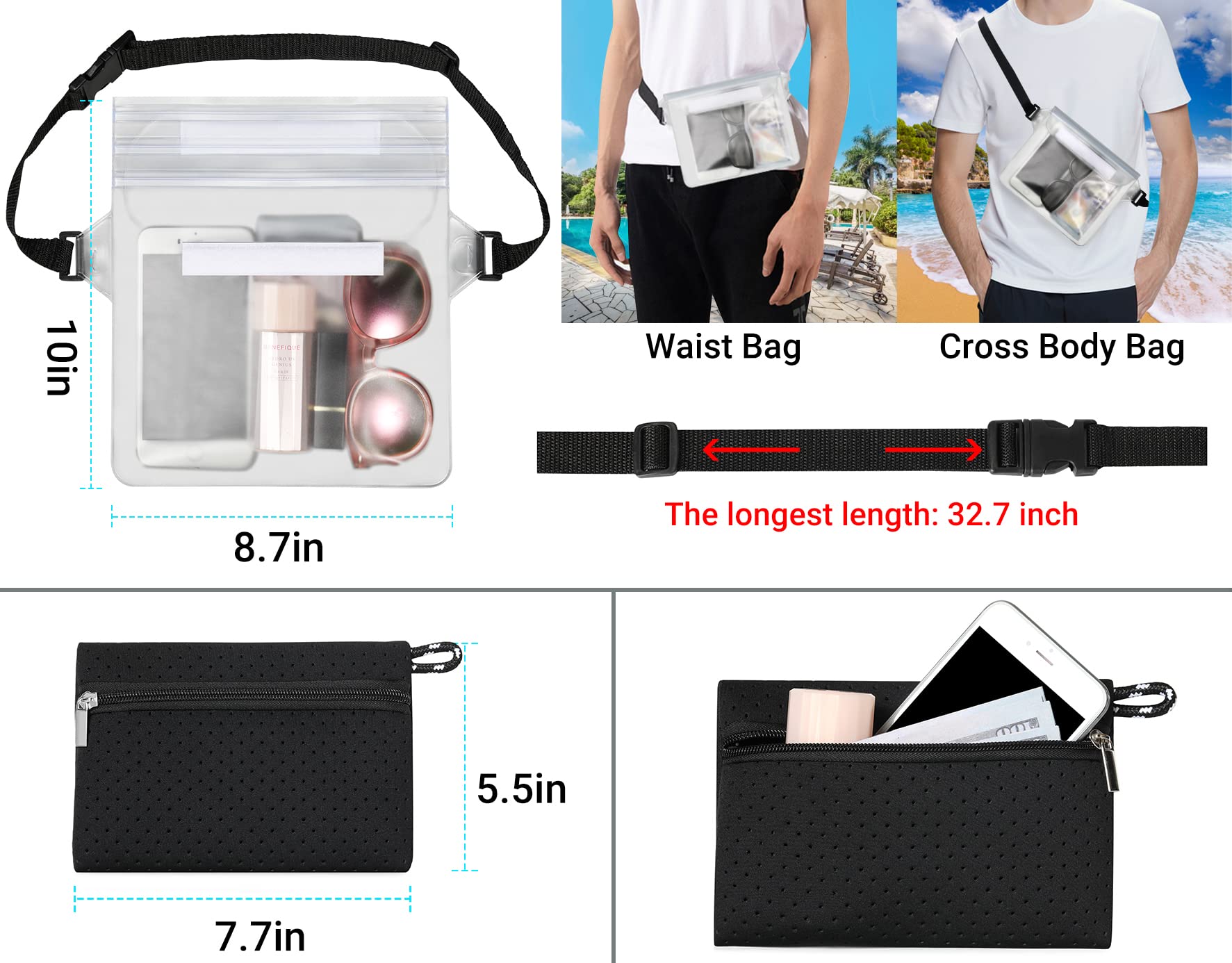 IBFUN Neoprene Tote Bag Large Beach Bag for Women Pool Gym Tote Bag Travel Tote Bag