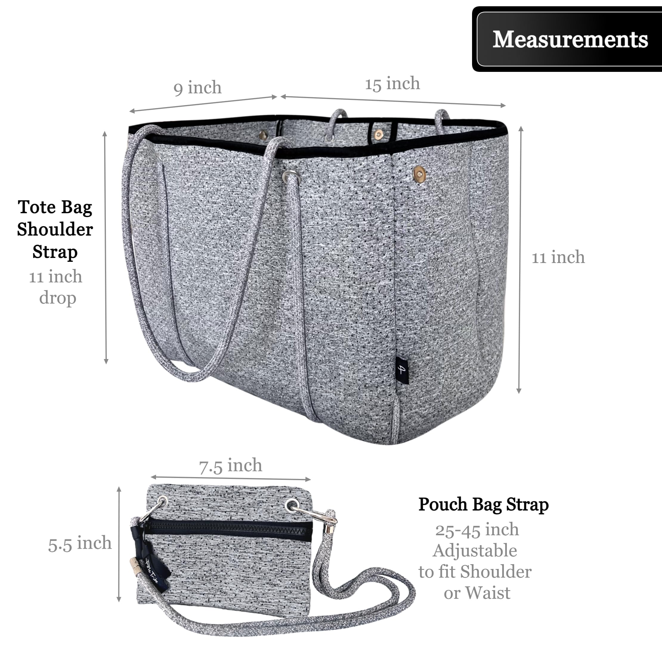 Large Neoprene Tote Bag for Women – Pole Tribe‘s Lightweight Tote Neoprene Beach Bag, Travel Tote, Pool or Office Bag. Large - 6 gallon Size (Badger)