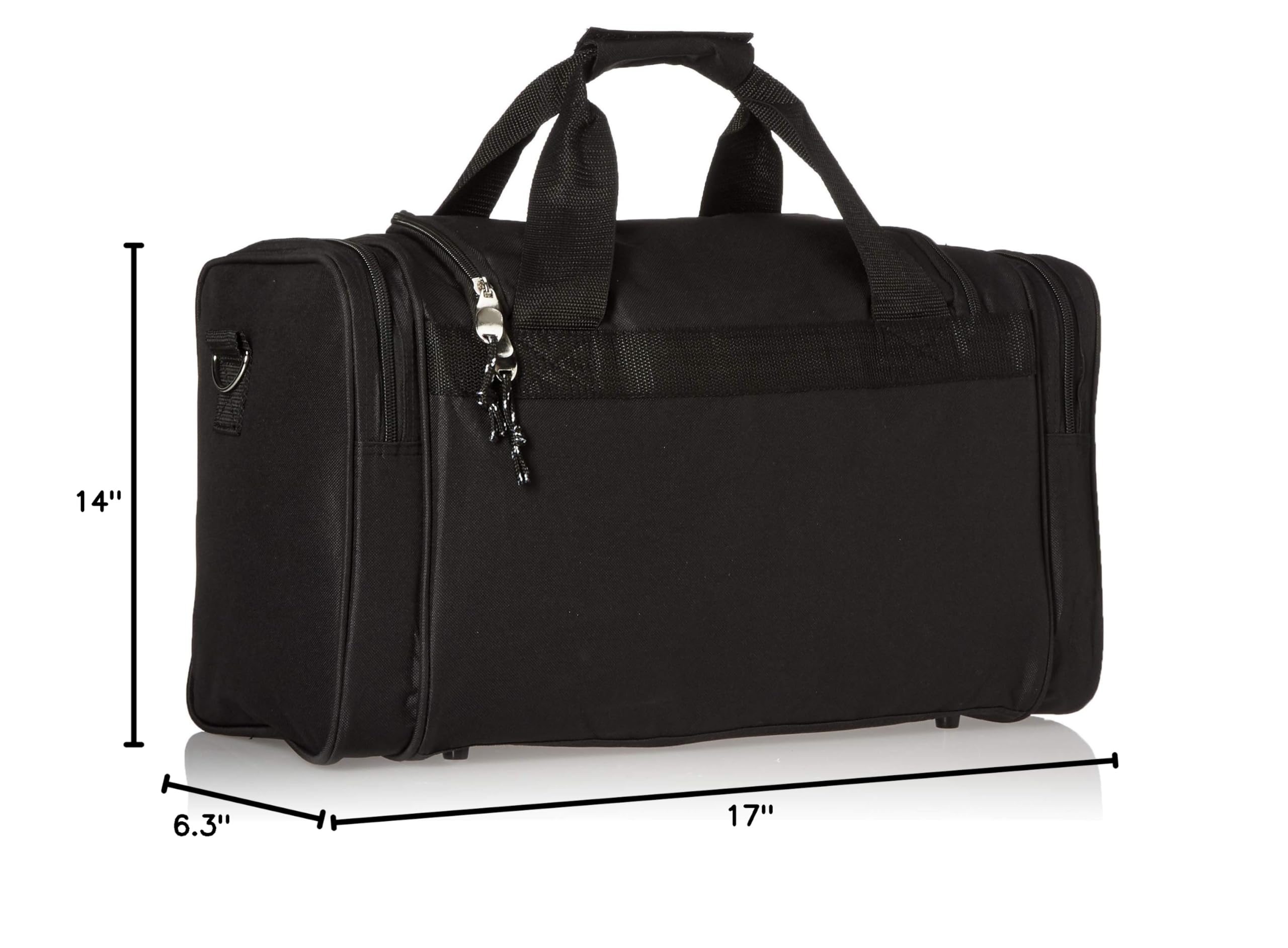 Rockland Duffel Bag, Black, 18.5 in X 10.5 in X 8.5 in