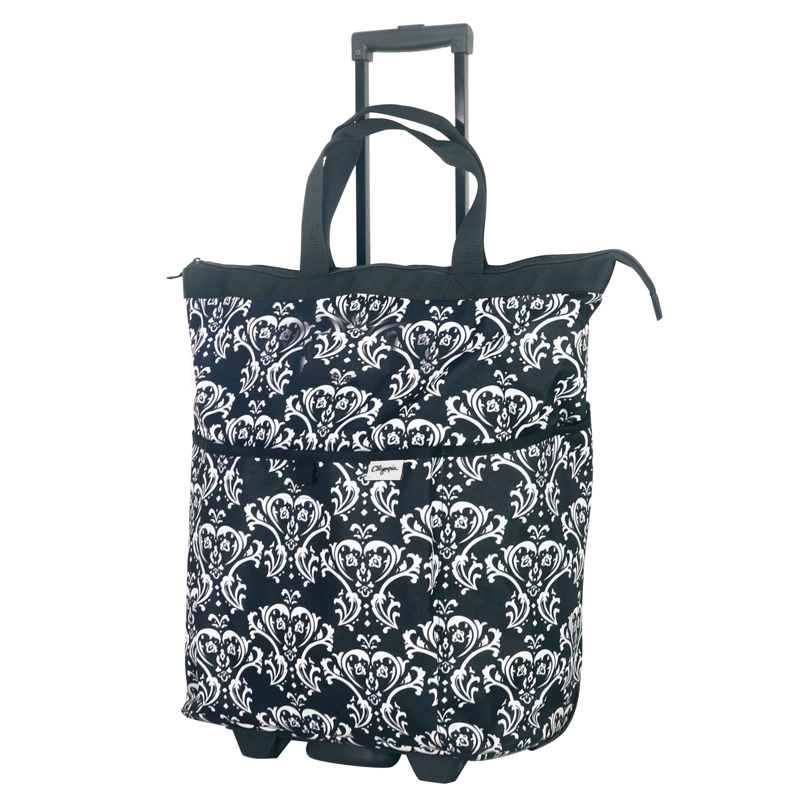 Olympia Fashion Rolling Shopper Tote - Damask Black, 2300 cu. in.