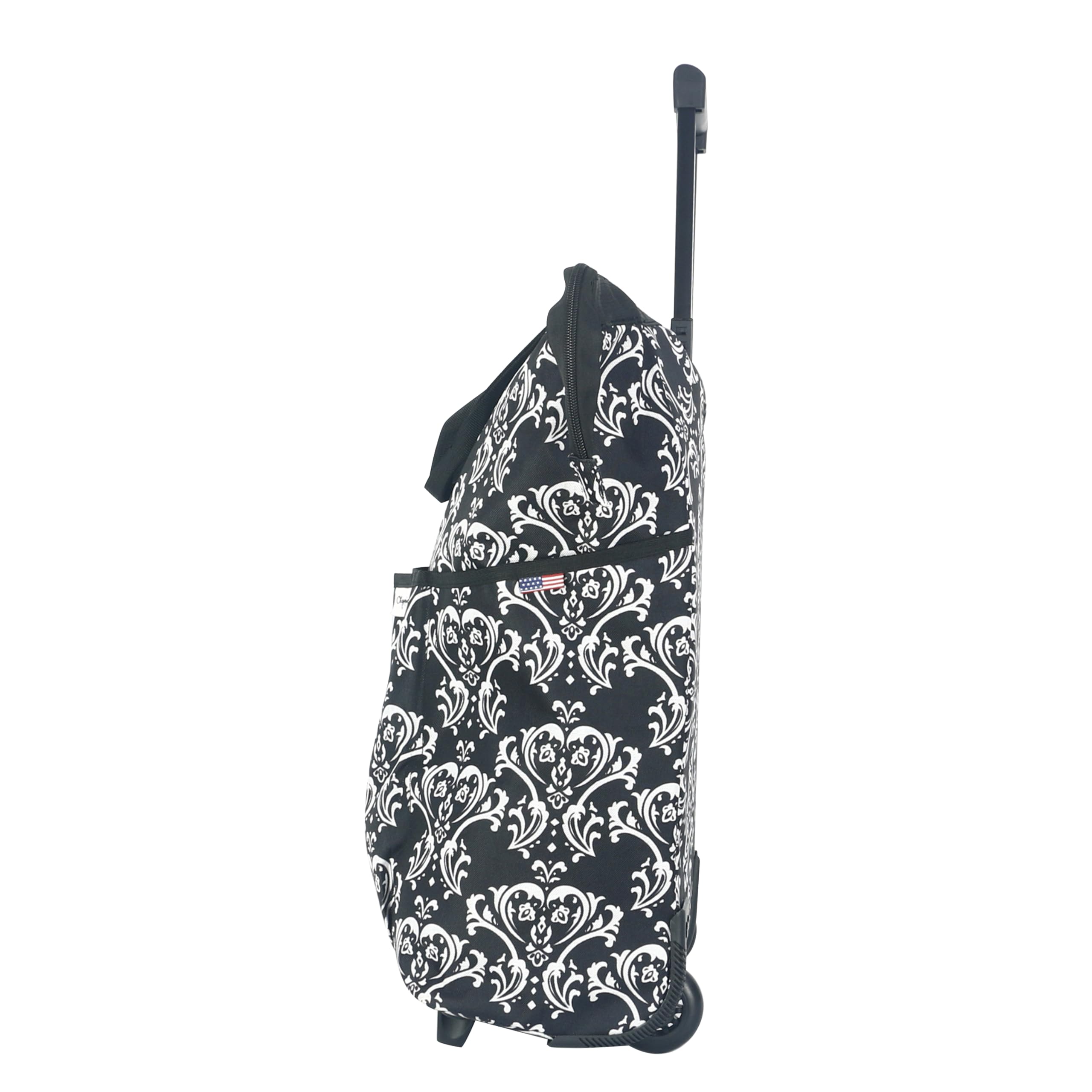 Olympia Fashion Rolling Shopper Tote - Damask Black, 2300 cu. in.
