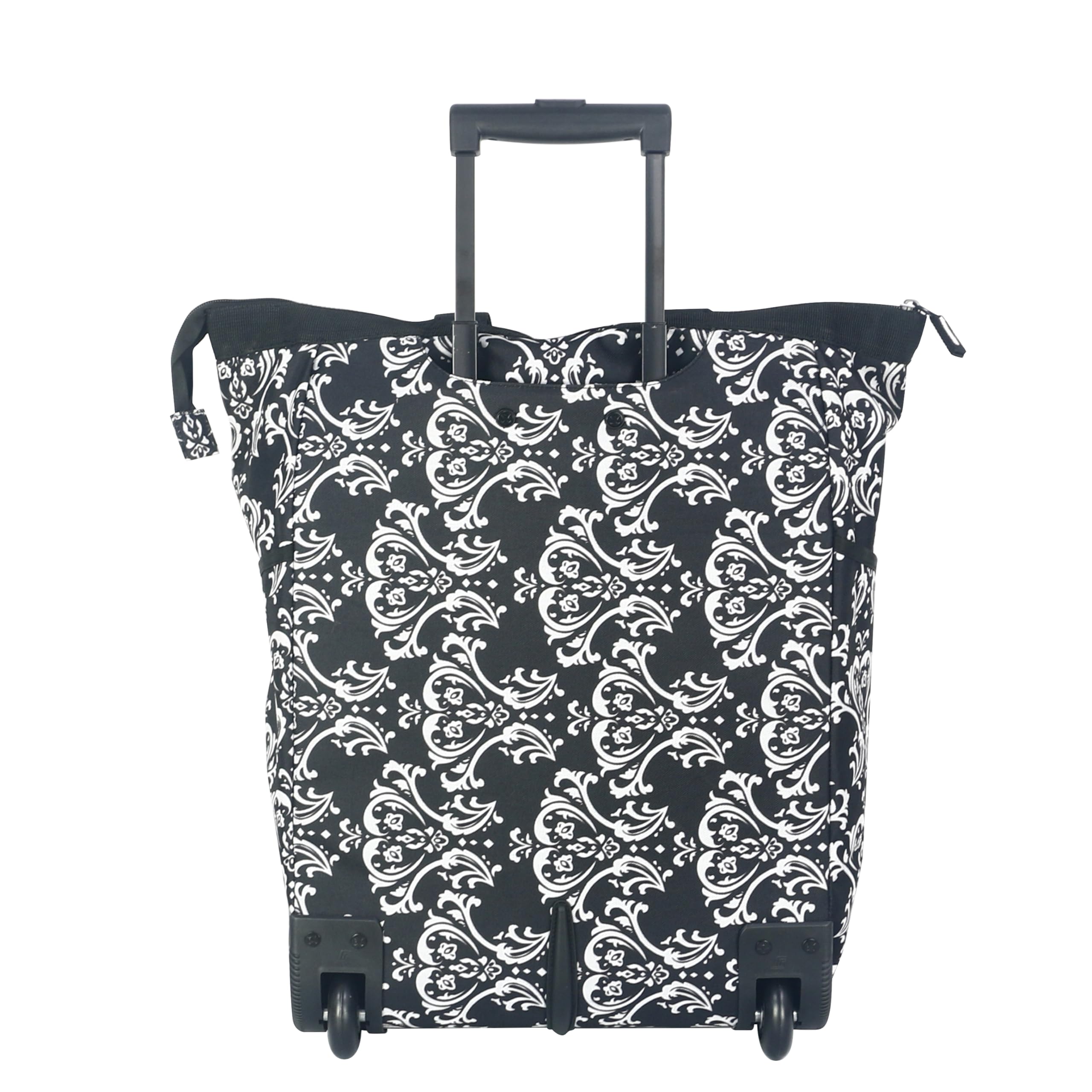 Olympia Fashion Rolling Shopper Tote - Damask Black, 2300 cu. in.