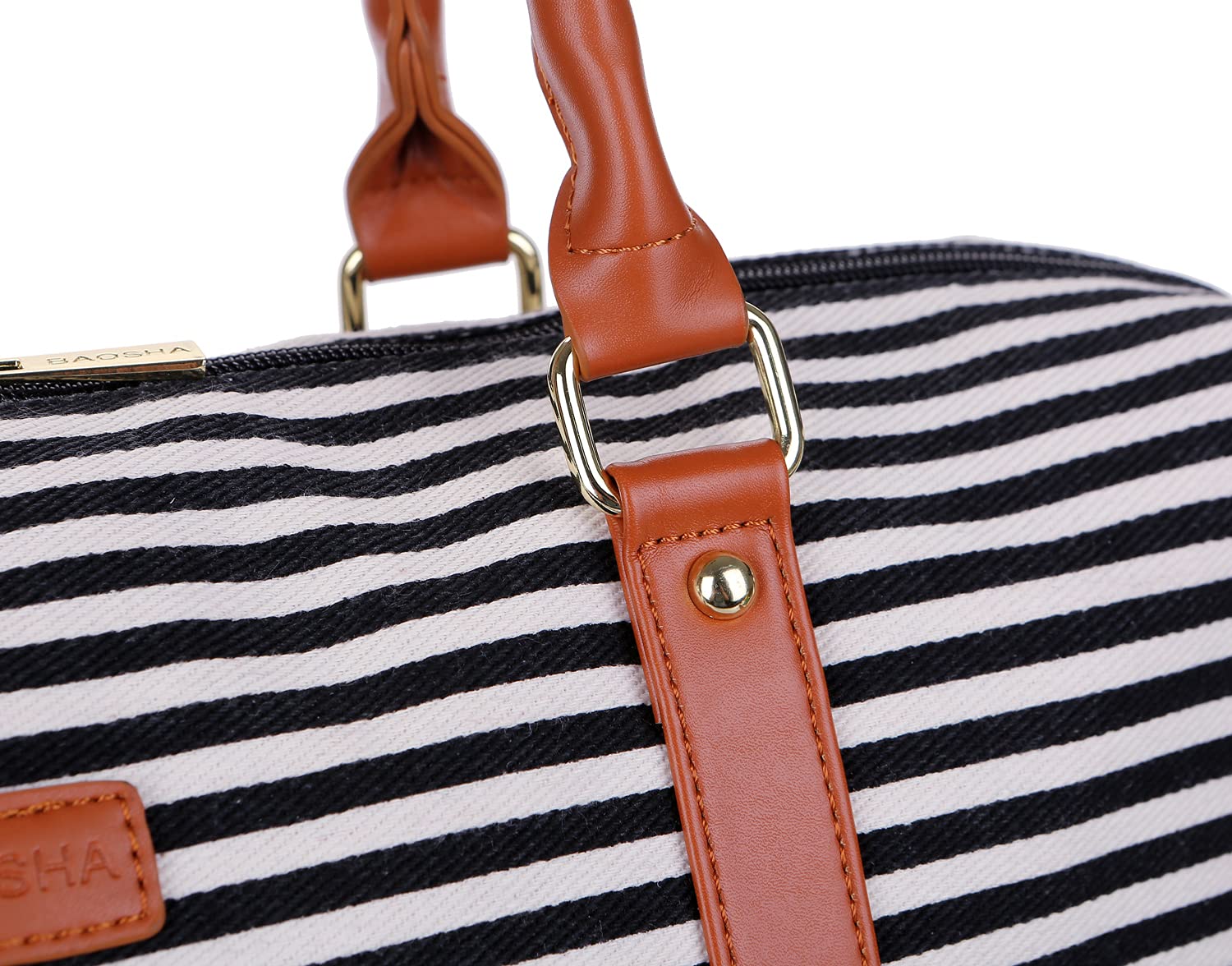 BAOSHA HB-28 Ladies Women Canvas Travel Weekender Bag Overnight Carry-on Duffel Tote Bag (Black)