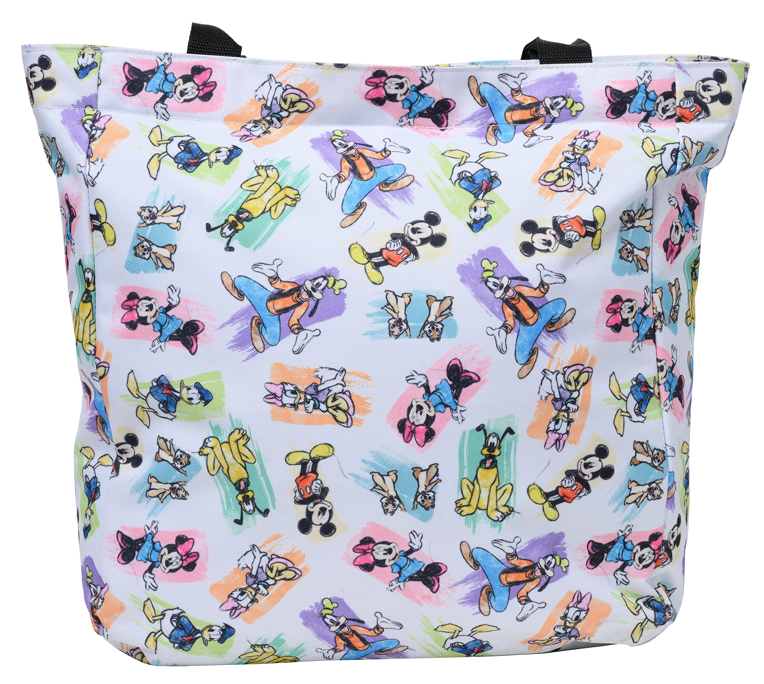 Disney Zipper Tote Travel Bag Mickey Minnie Donald Daisy Goofy Pluto Print