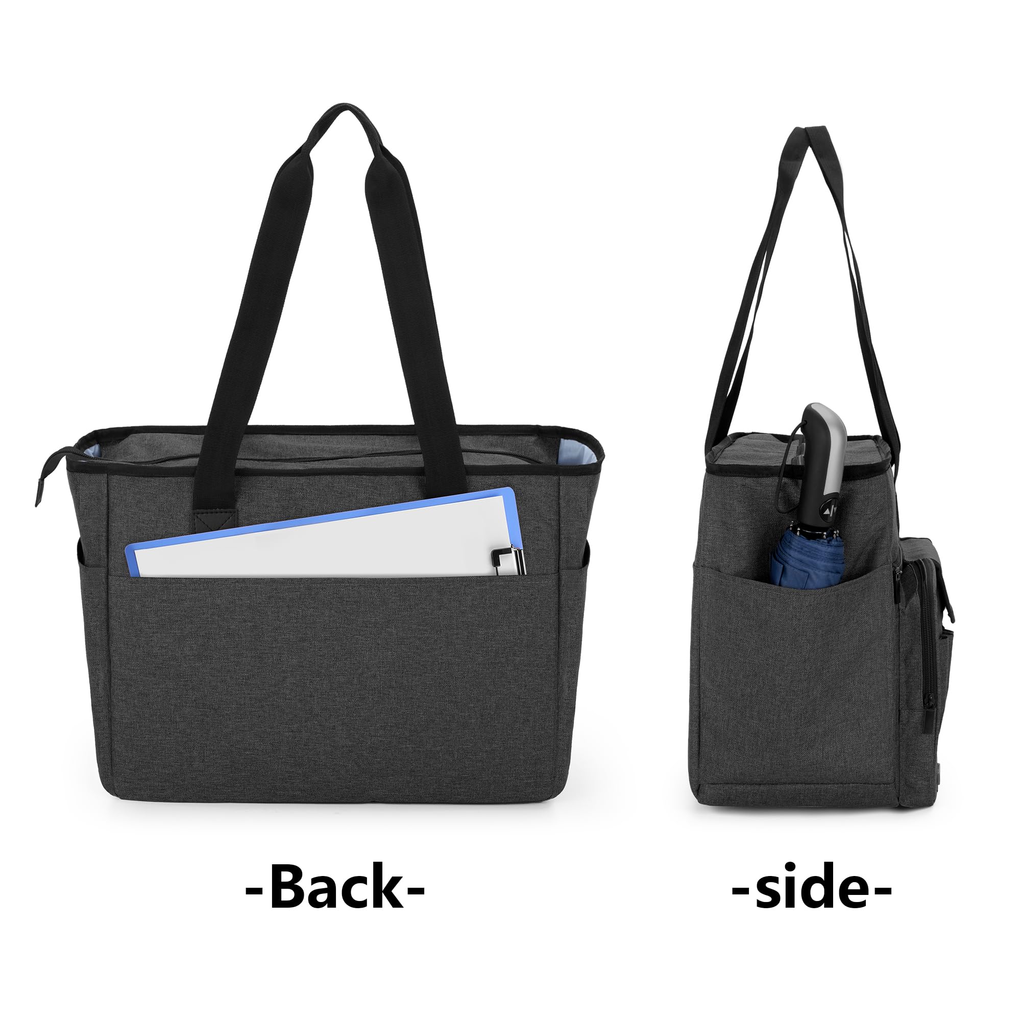 Trunab Nurse Tote Bag for Work with Padded 15.6” Laptop Sleeve, Black