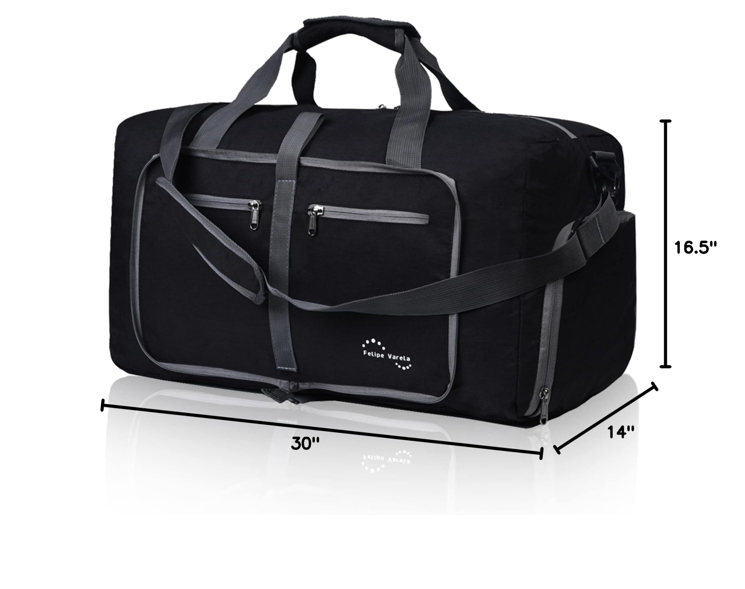 Felipe Varela 65L Duffle Bag with Shoes Compartment and Adjustable Strap,Foldable Travel Duffel Bags for Men Women,Waterproof Duffel Bags