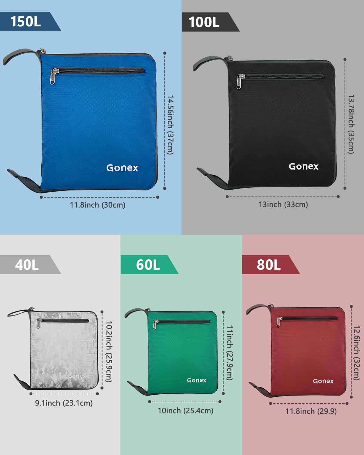 Gonex 60L Foldable Travel Duffel Bag Water & Tear Resistant, Black