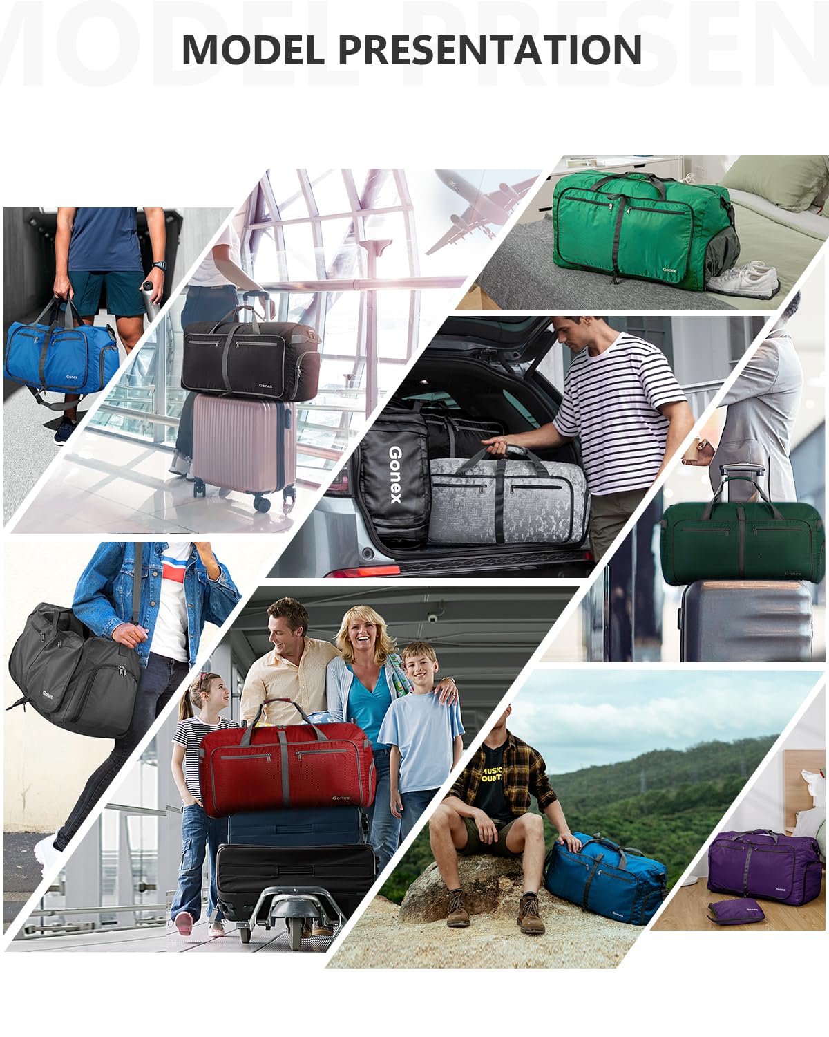 Gonex 60L Foldable Travel Duffel Bag Water & Tear Resistant, Black