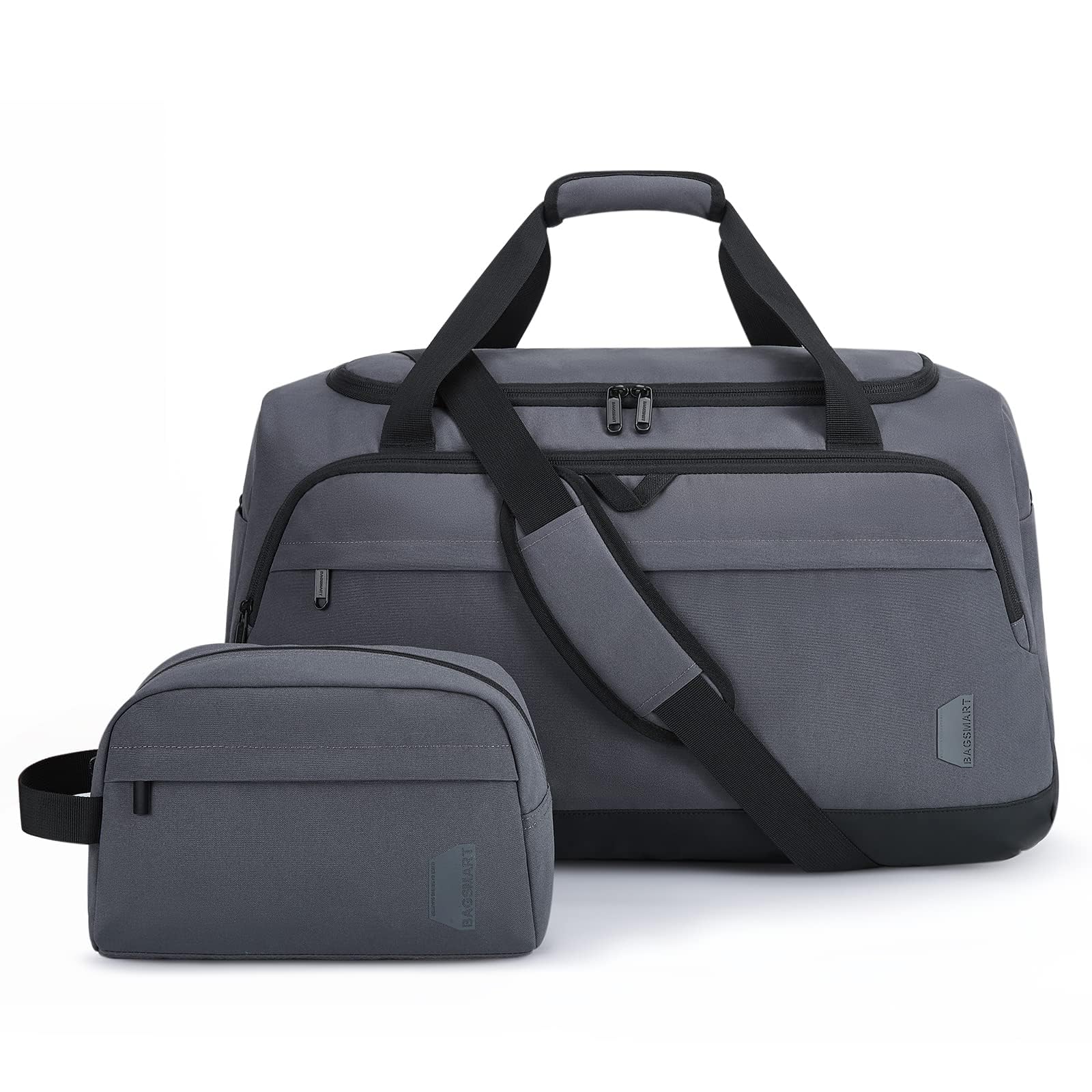 Duffle Bag for Travel,BAGSMART Carry on Weekender Overnight Bag,Travel Duffel Bag with Toiletry Bag,Shoe Bag （Grey,38L)