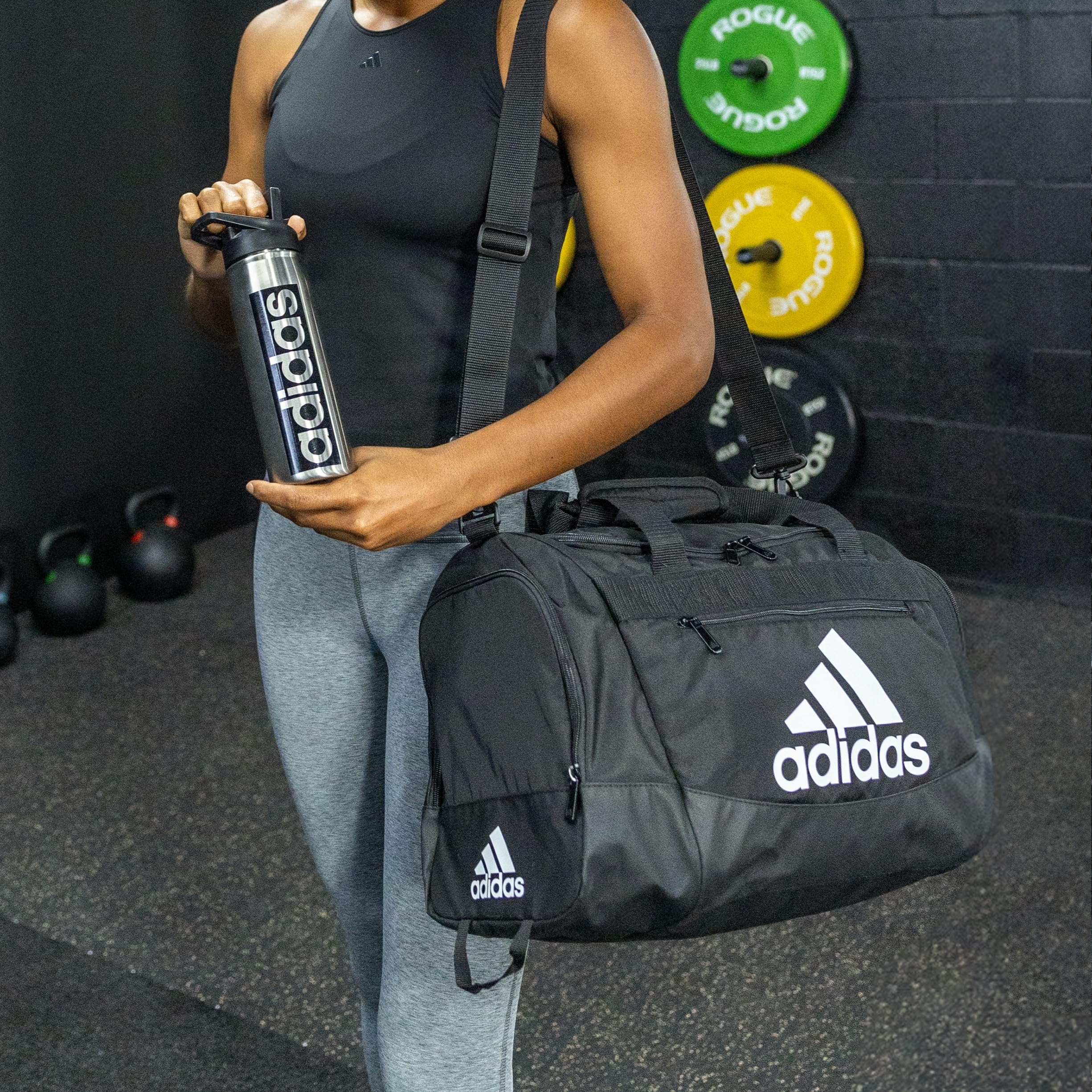 adidas Defender 4 Small Duffel Bag, Jersey Onix Grey/Black, One Size