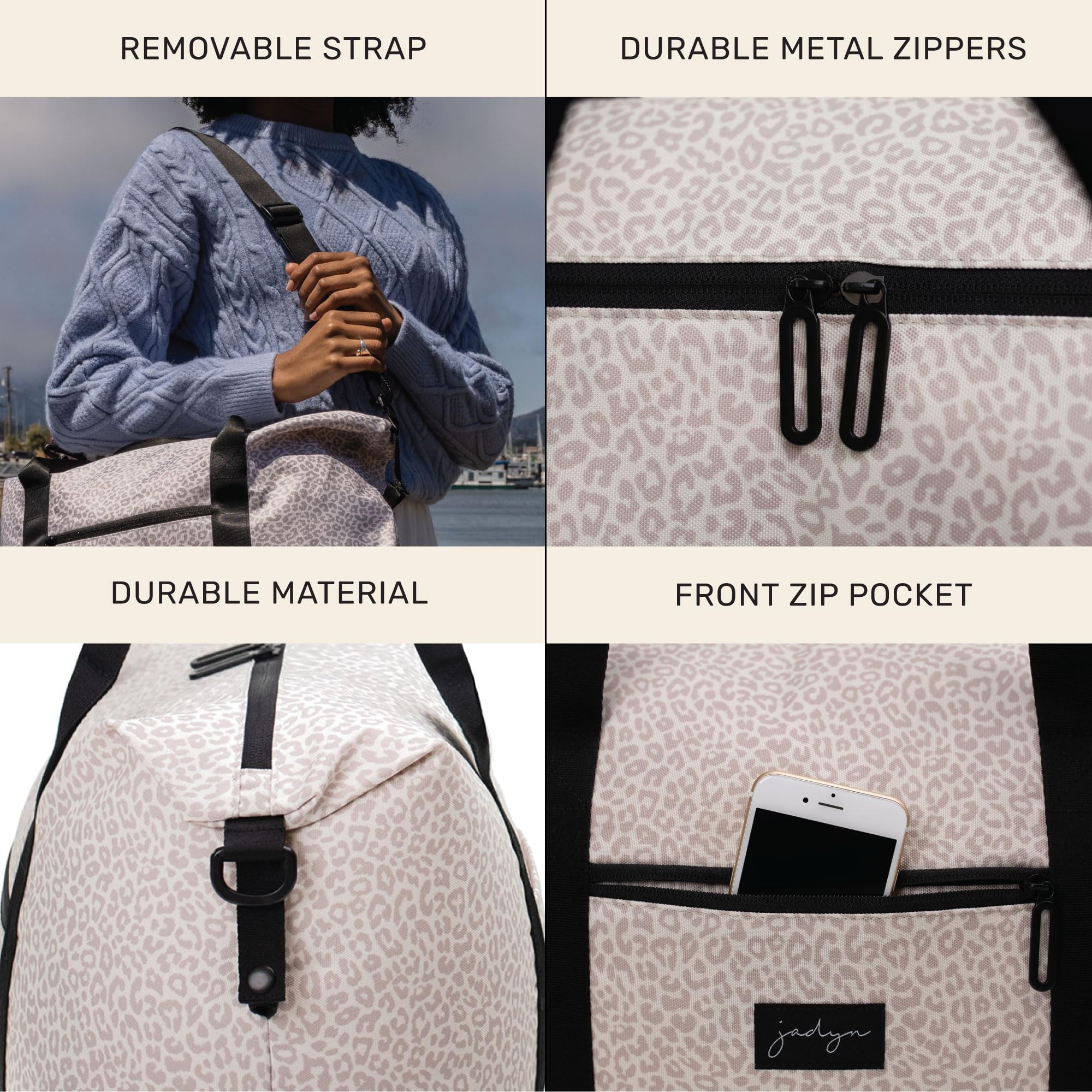 Jadyn Lola Travel Bag, Weekender/Overnight Duffel, Gym Tote Bag for Women (Desert Leopard)