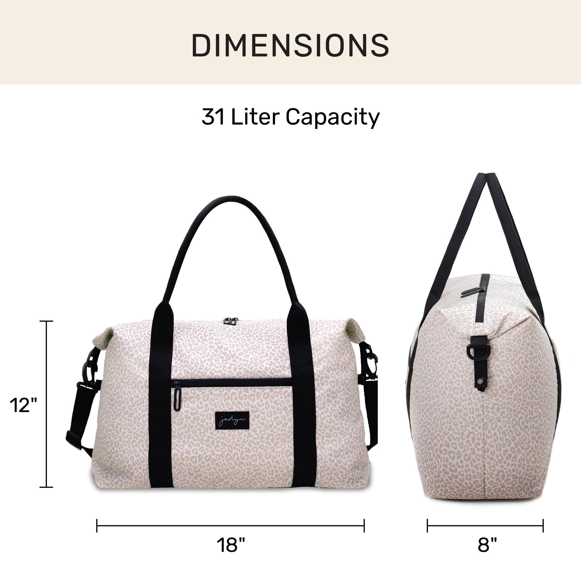 Jadyn Lola Travel Bag, Weekender/Overnight Duffel, Gym Tote Bag for Women (Desert Leopard)