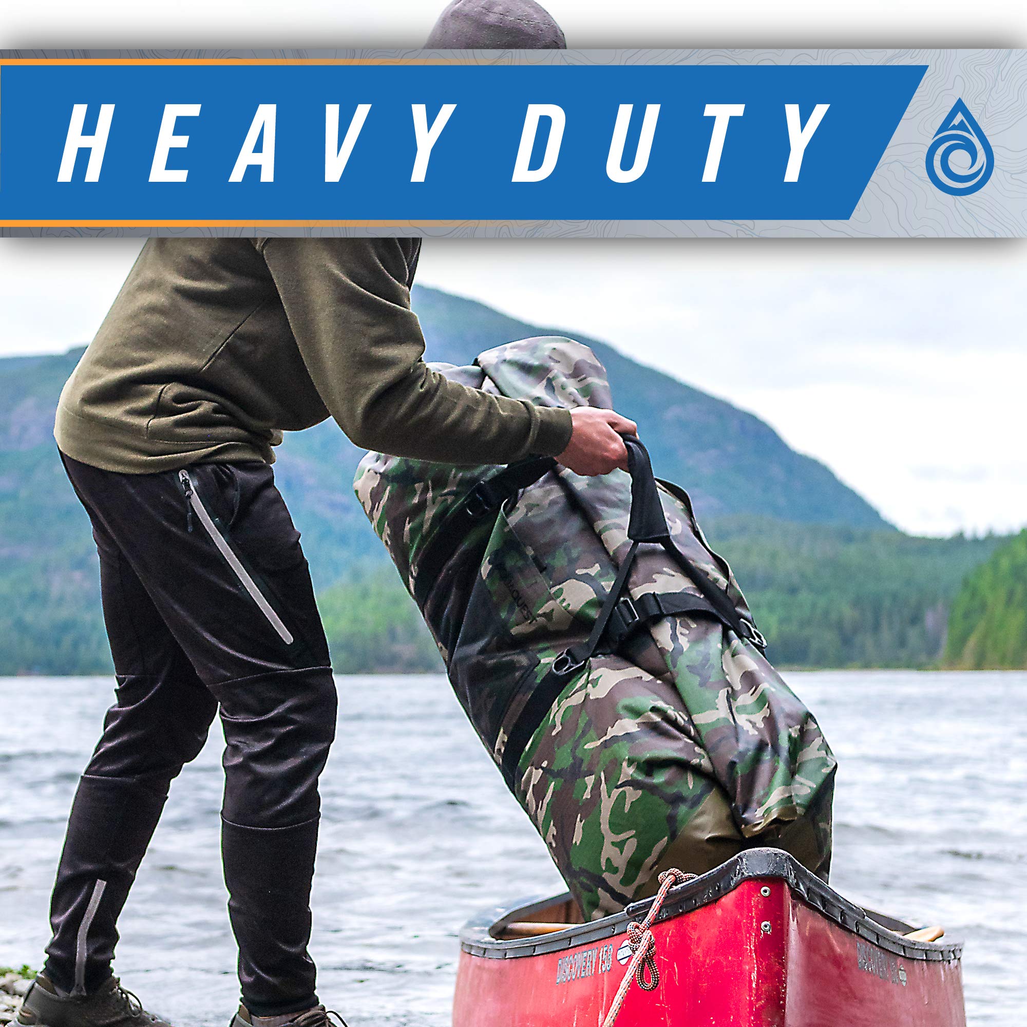 AquaQuest White Water Duffel - 100% Waterproof, Heavy Duty, Versatile, Comfortable - Durable Protective Dry Bag for Travel, Sport, Motorcycle, Boat, Fishing - 50 L, Blue