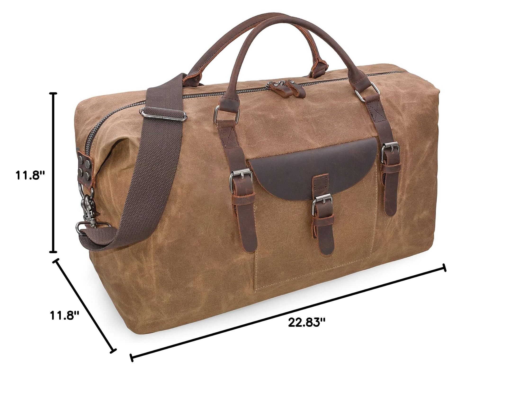 Oversized Travel Duffel Bag Waterproof Canvas Genuine Leather Weekend bag Weekender Overnight Carryon Hand Bag Brown