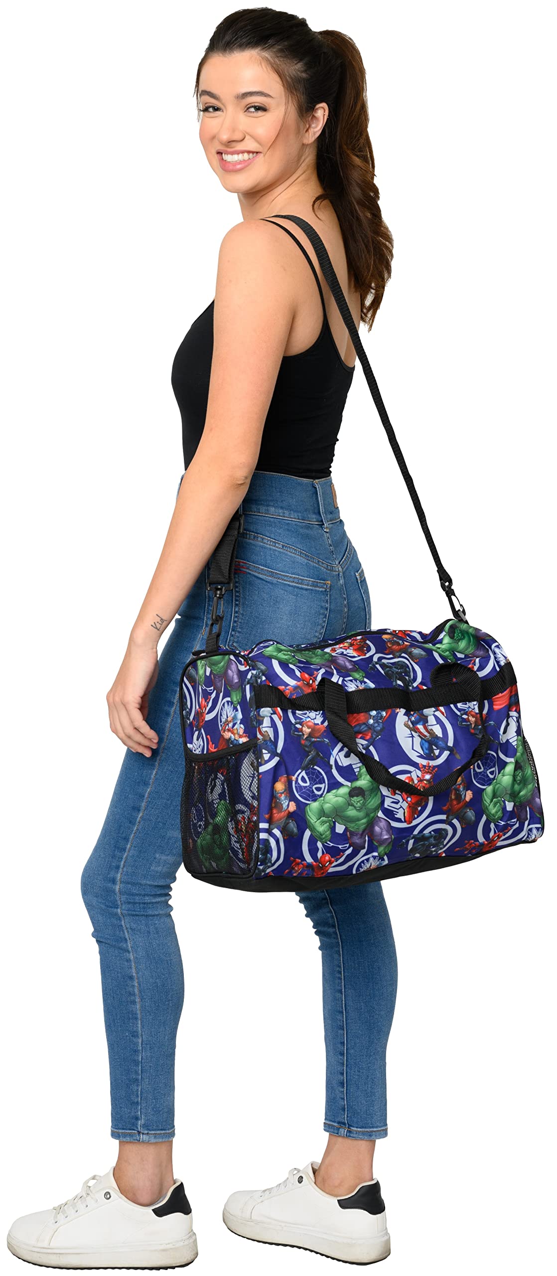 Marvel Duffel Travel Bag Spider-man Thor Hulk Iron Man All Over Print (Avengers)